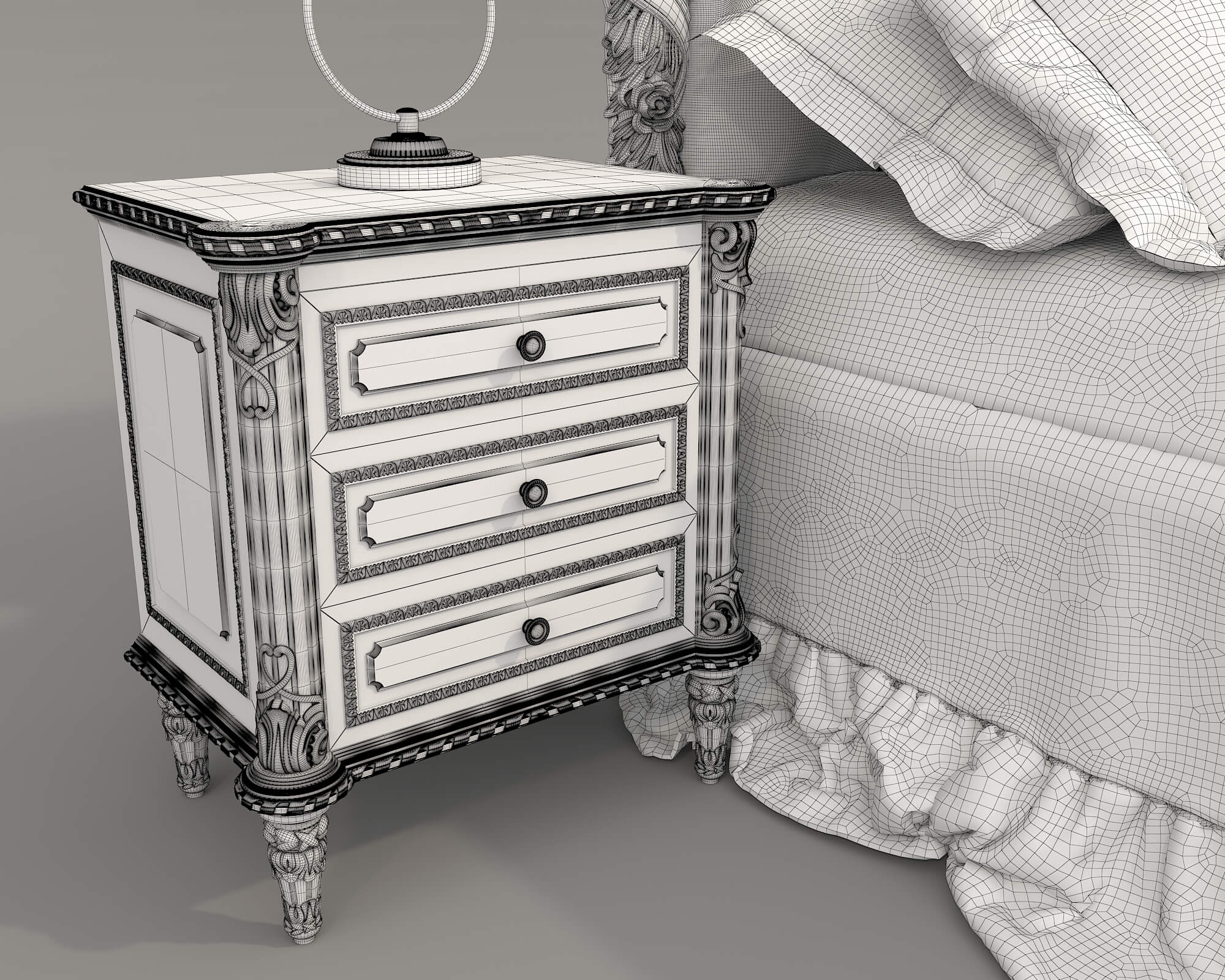 Classic European Style Bed Set 67 - 3D Model by nhattuankts