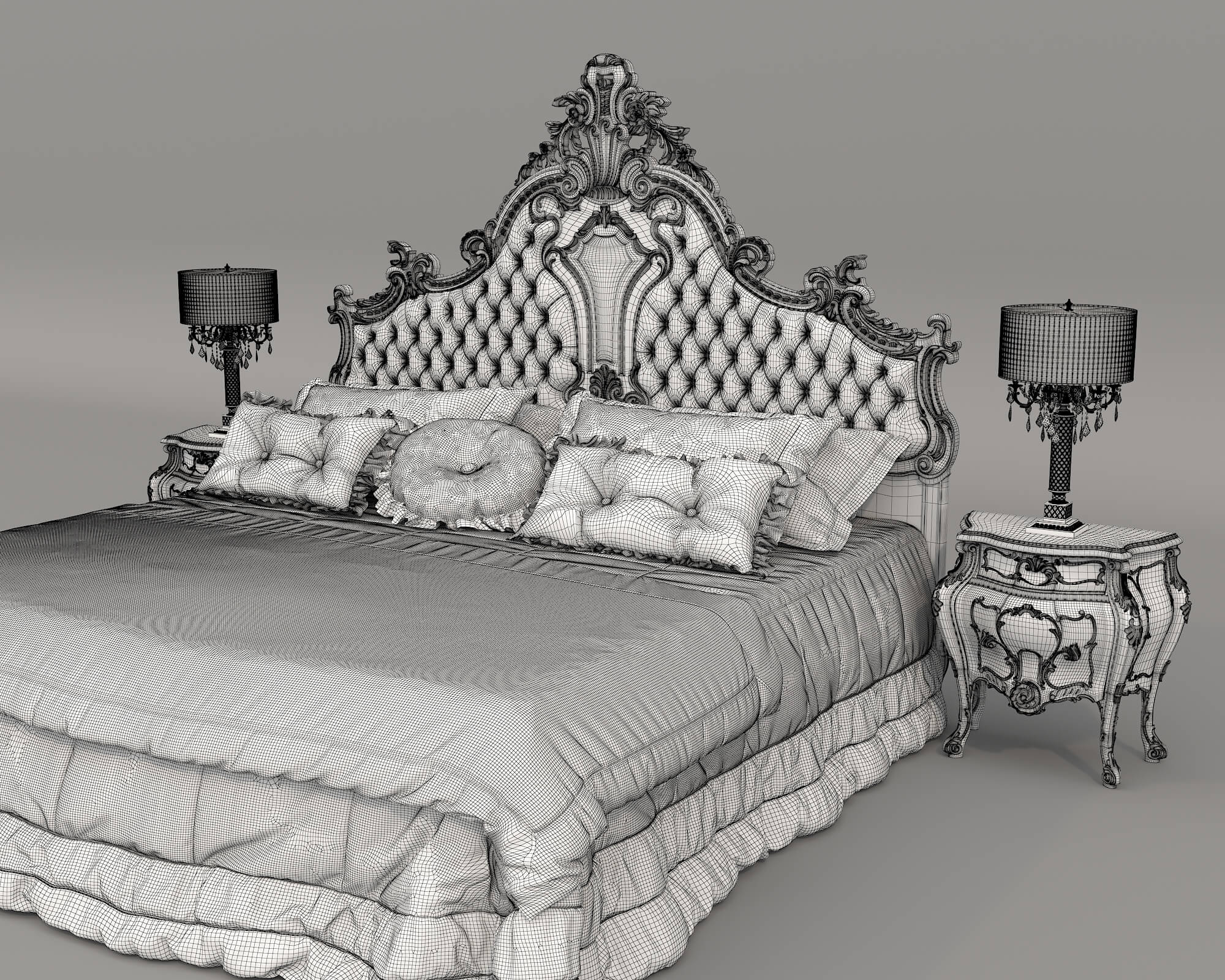 Classic European Style Bed Set 68 - 3D Model by nhattuankts