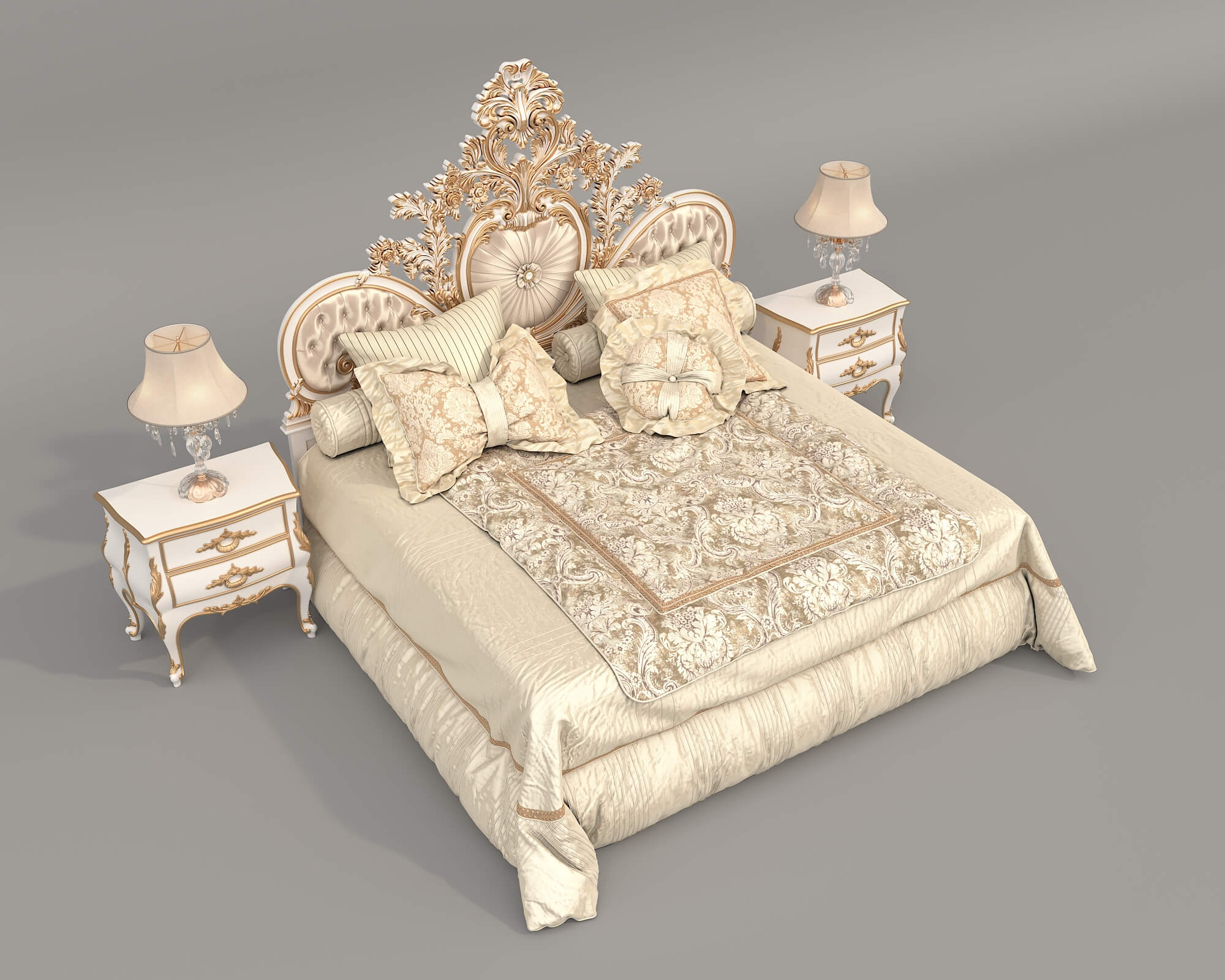 Classic European Style Bed Set 69 - 3D Model by nhattuankts