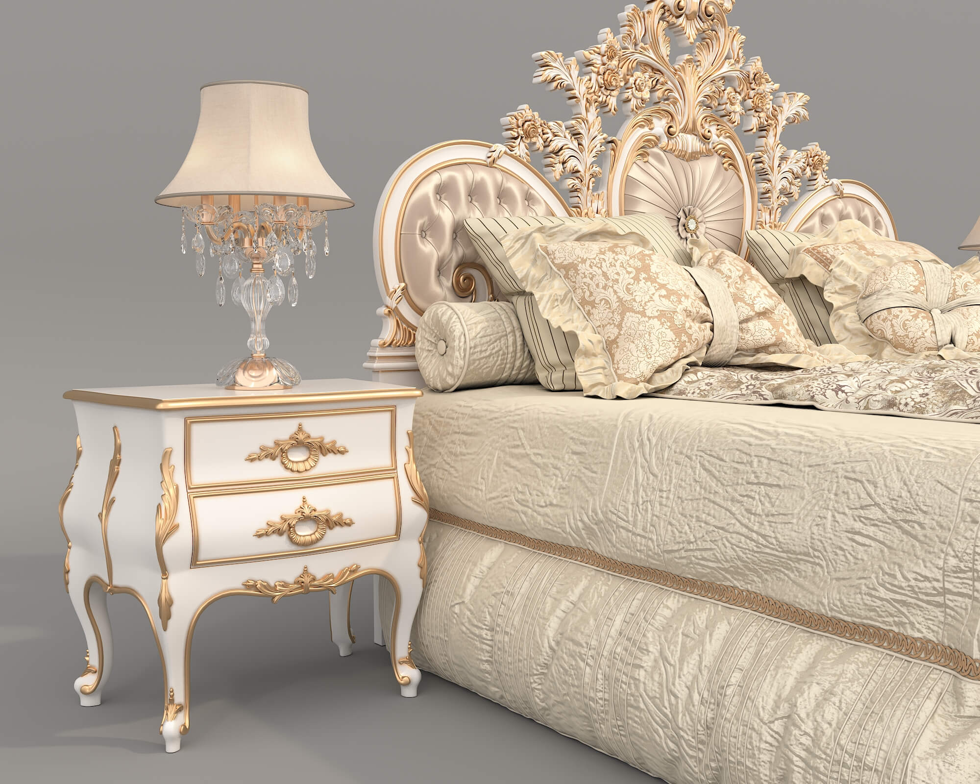 Classic European Style Bed Set 69 - 3D Model by nhattuankts