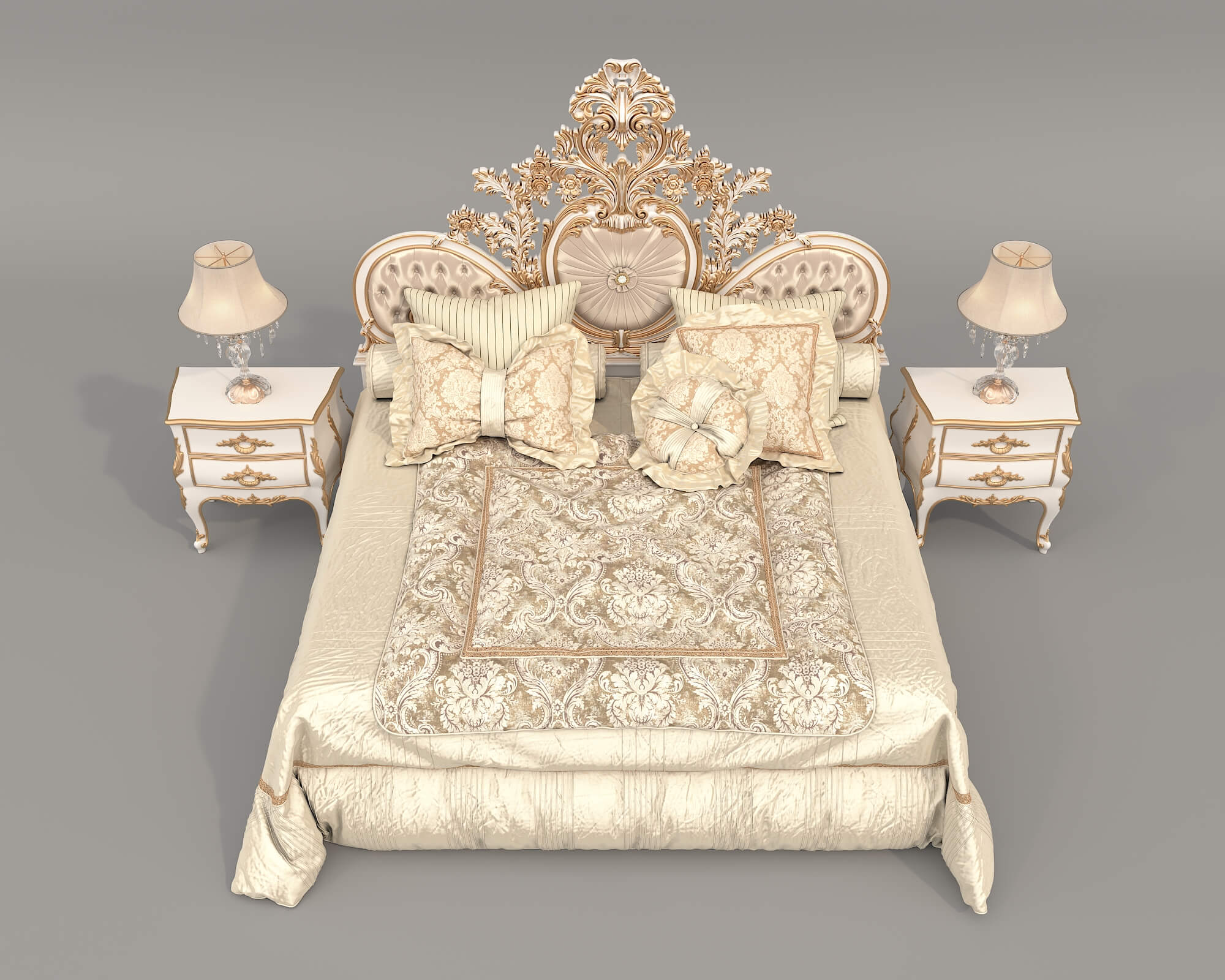 Classic European Style Bed Set 69 - 3D Model by nhattuankts