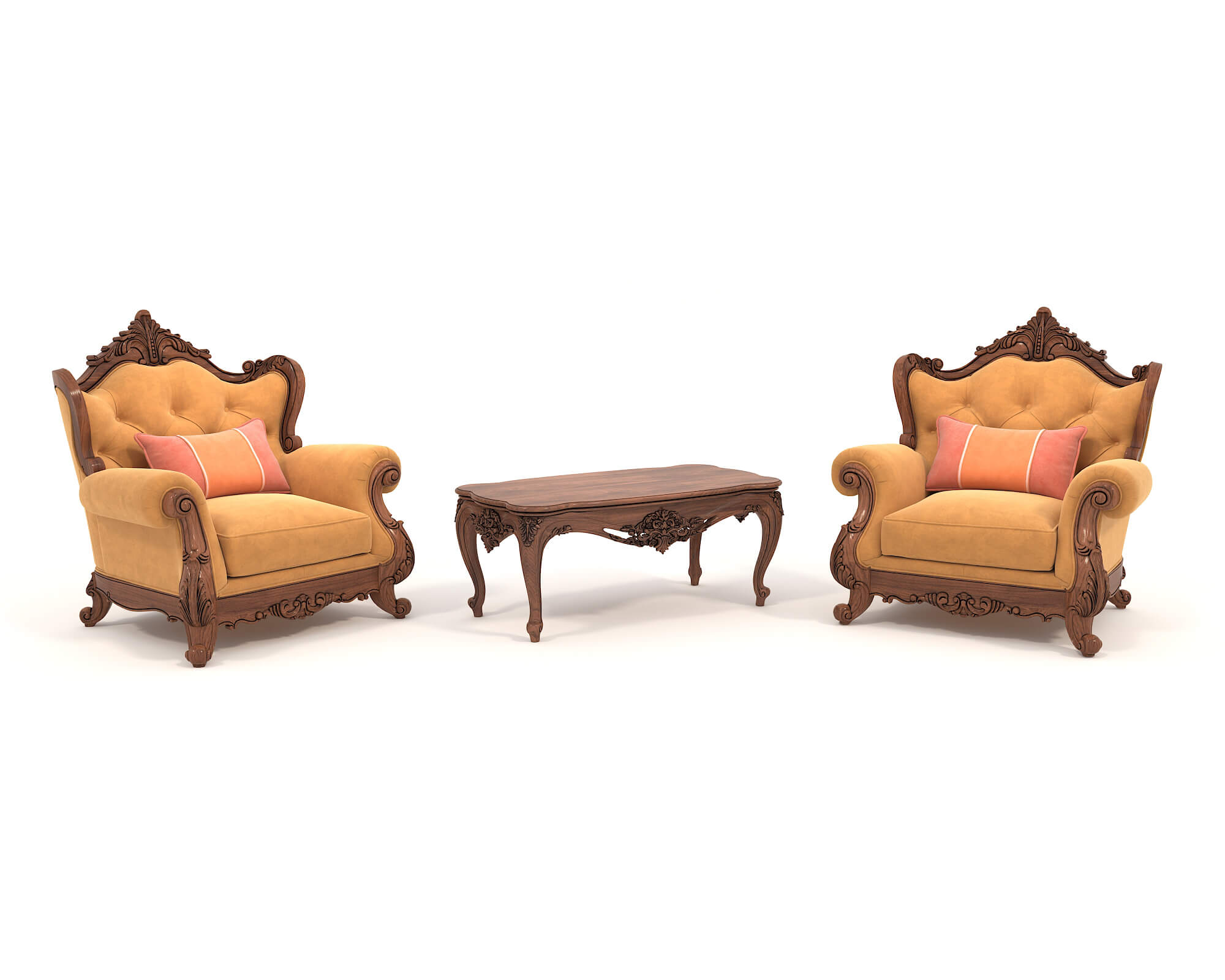 Classic European Style Coffee Table and Armchair 21 - 3D Model by ...