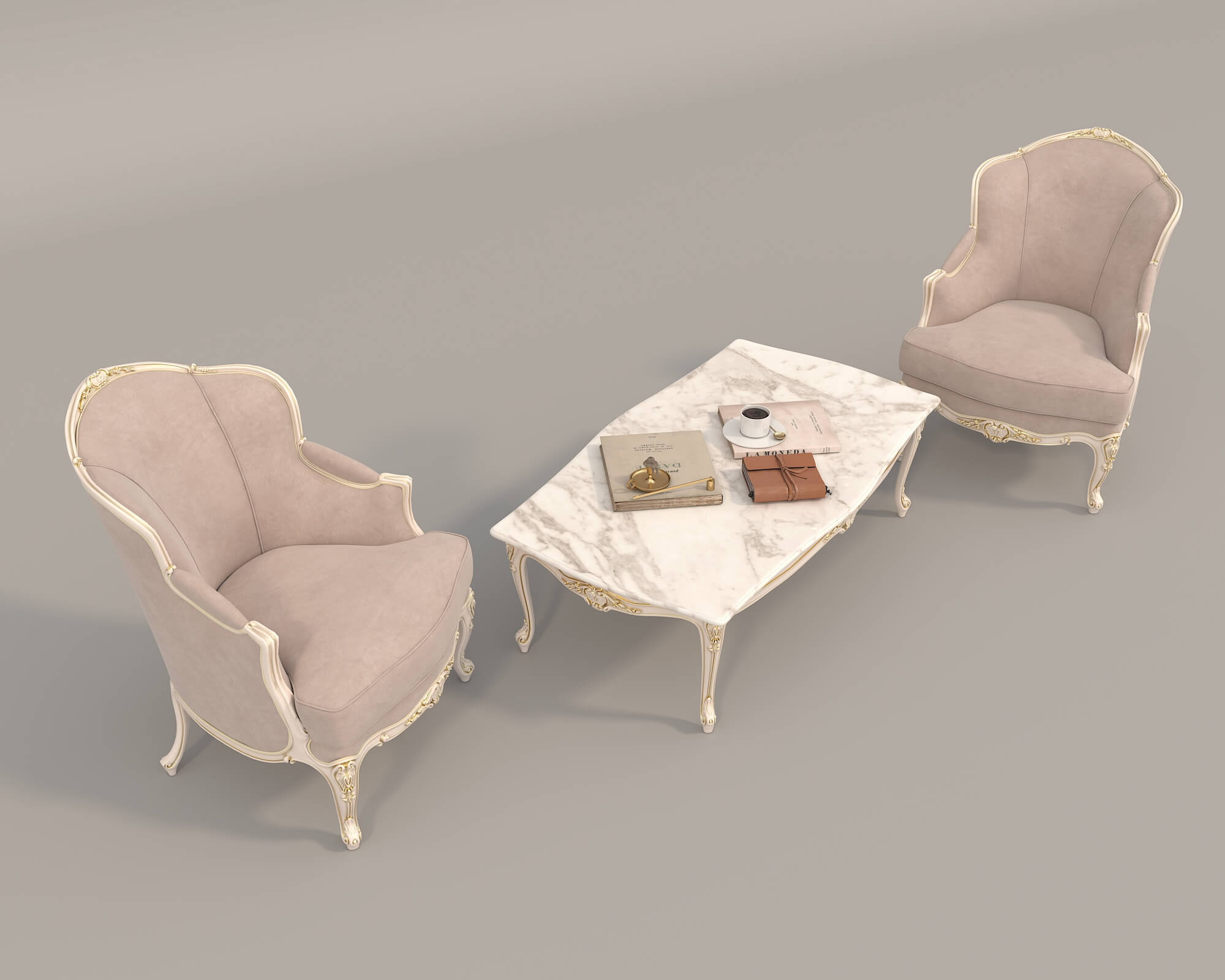 Classic European Style Coffee Table and Armchair 22 - 3D Model by ...