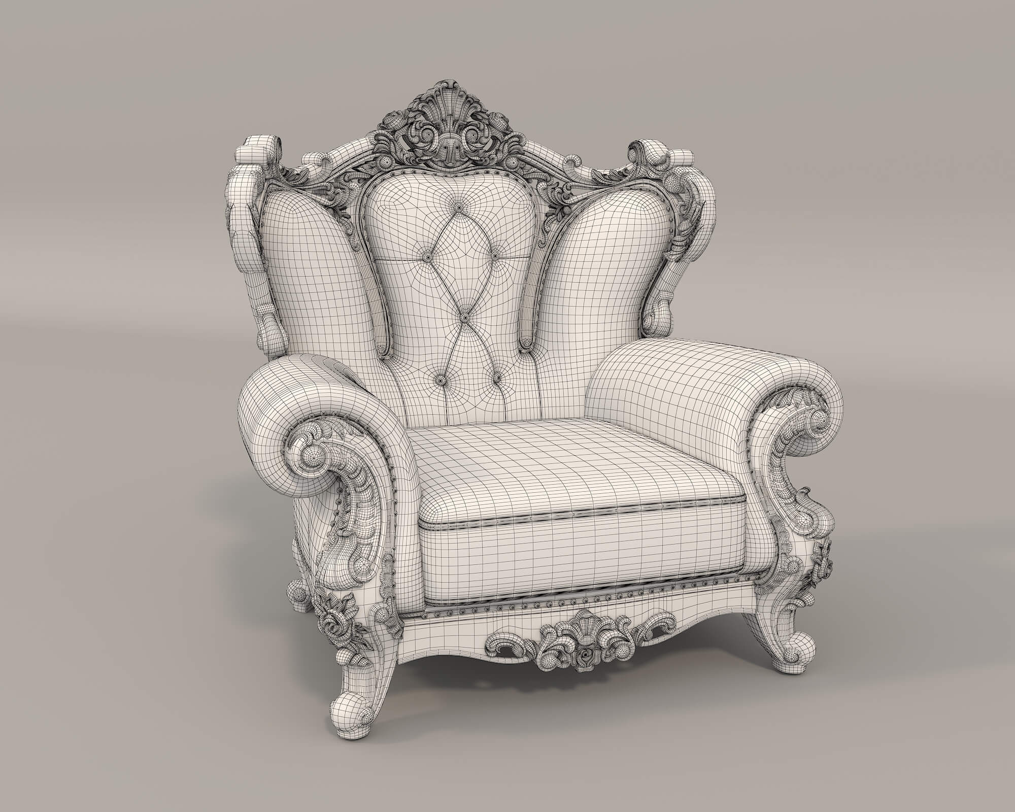 Classic European Style Coffee Table and Armchair 23 - 3D Model by ...