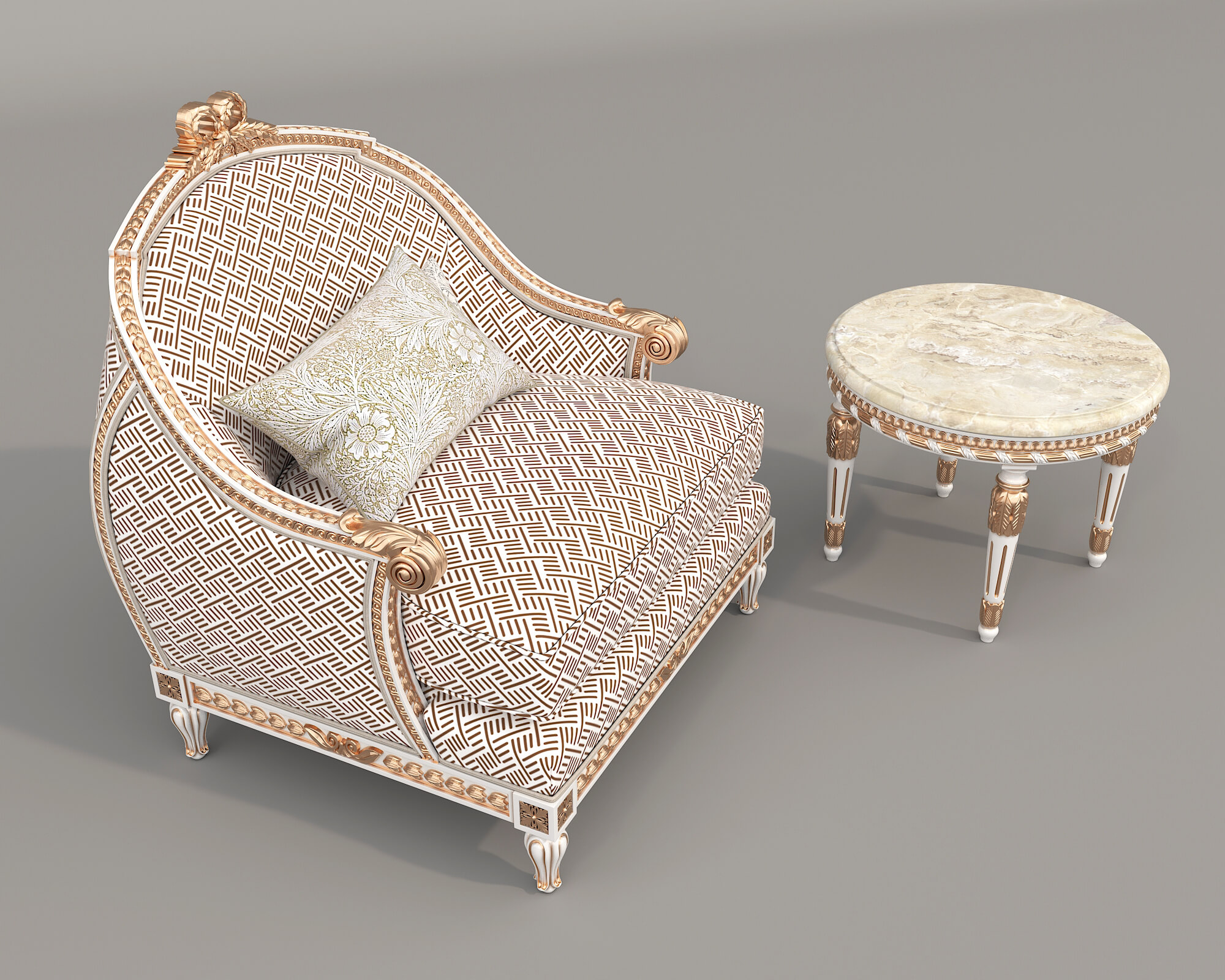 Classic European Style Coffee Table and Armchair 30 - 3D Model by ...