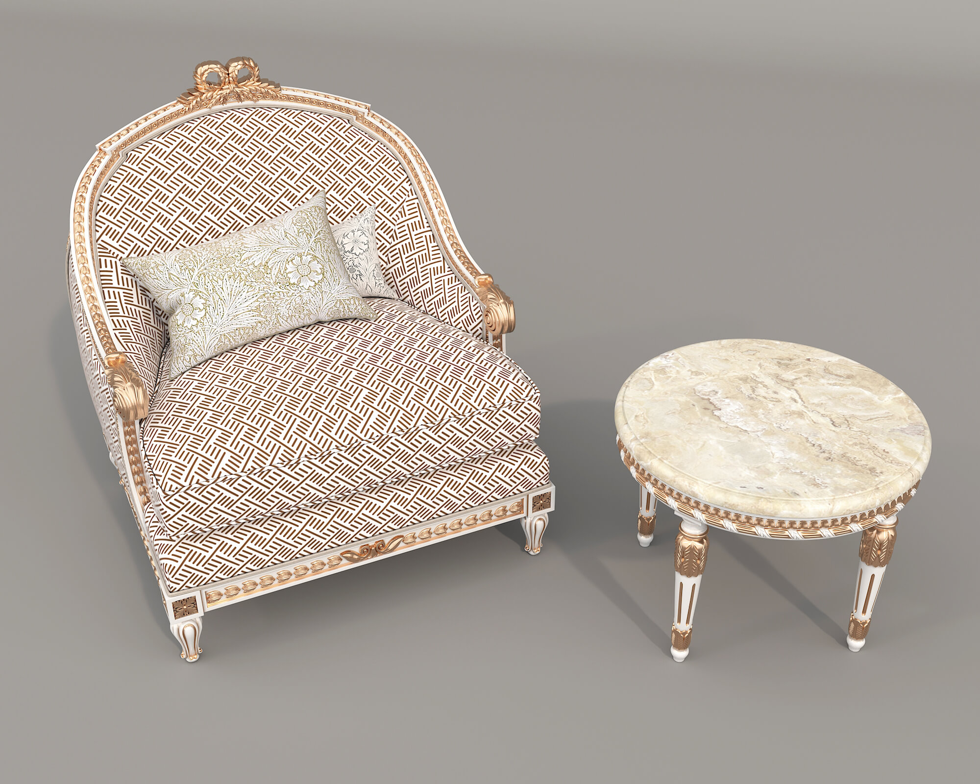 Classic European Style Coffee Table and Armchair 30 - 3D Model by ...