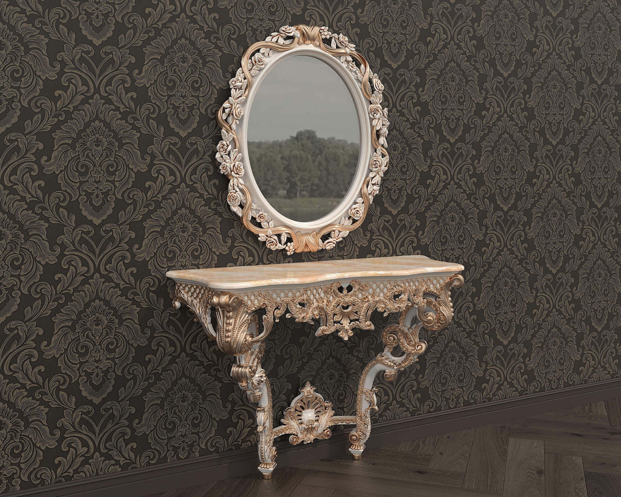 Classic European Style Console Table 10 - 3D Model by nhattuankts