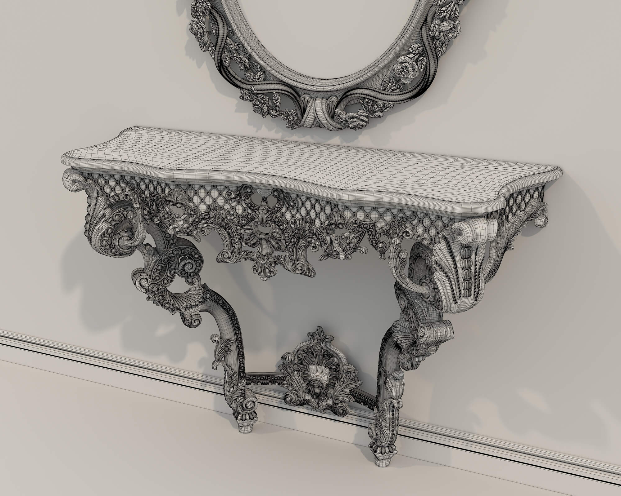 Classic European Style Console Table 10 - 3D Model by nhattuankts