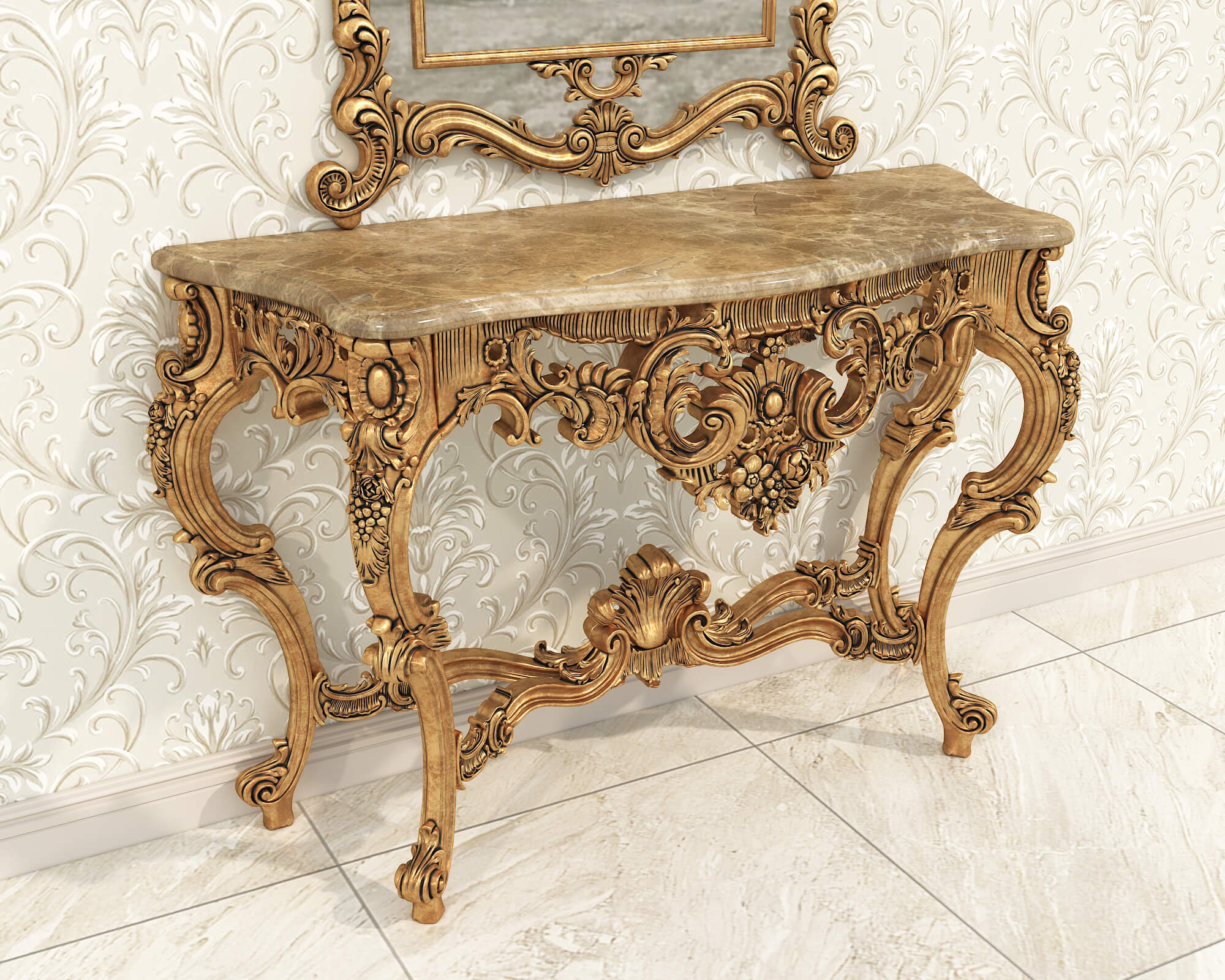 Classic European Style Console Table 2 - 3D Model by nhattuankts