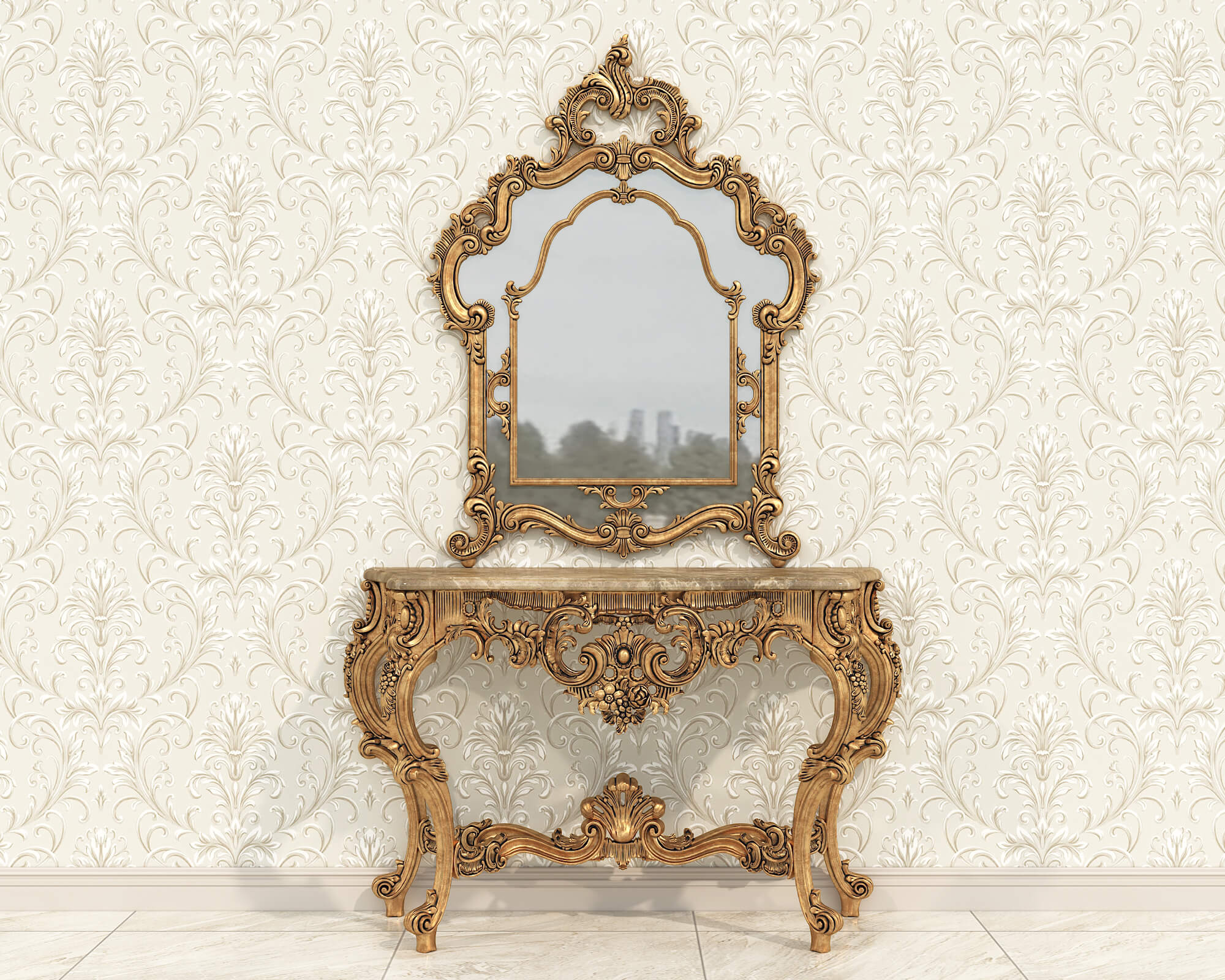 Classic European Style Console Table 2 - 3D Model by nhattuankts