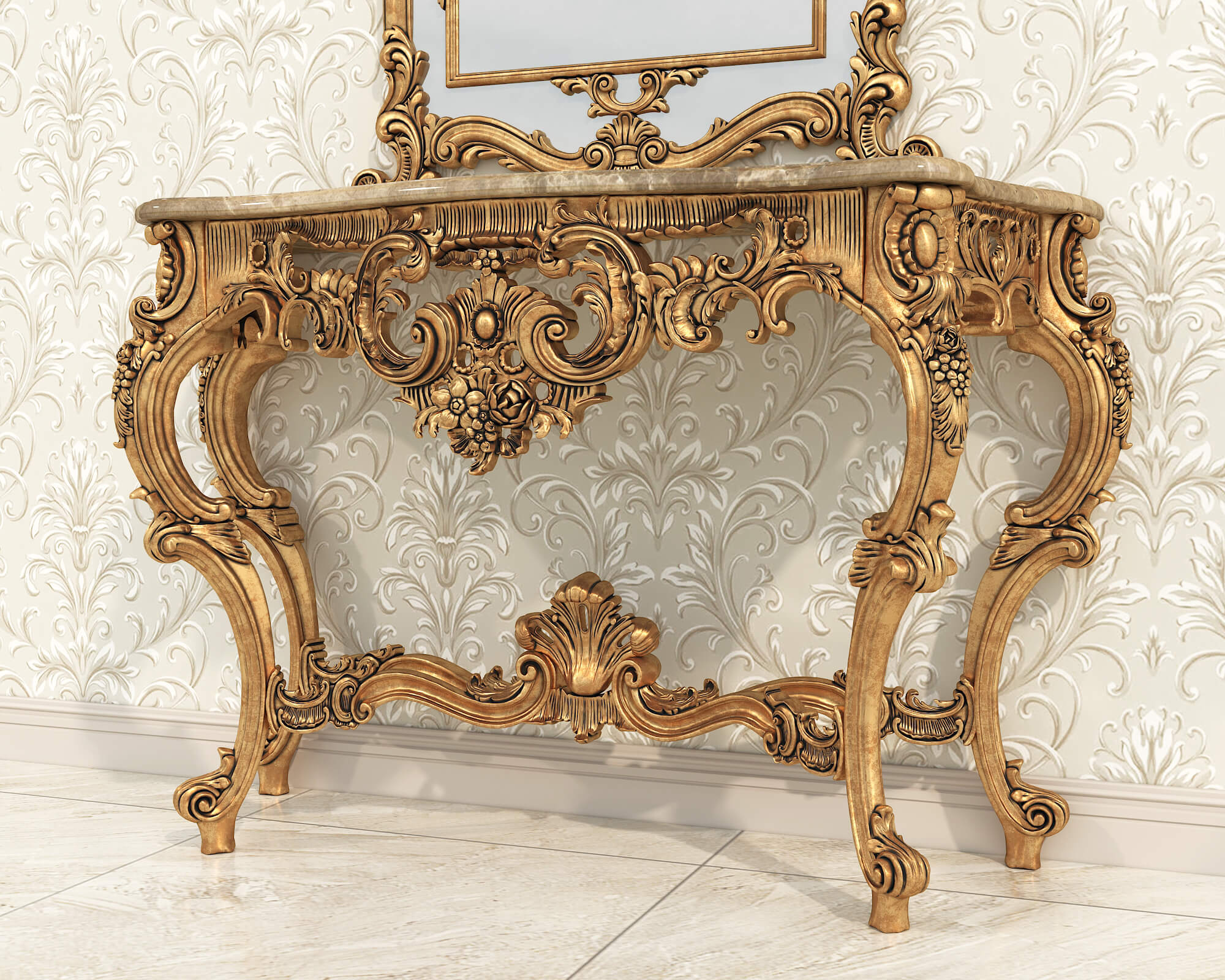 Classic European Style Console Table 2 - 3D Model by nhattuankts