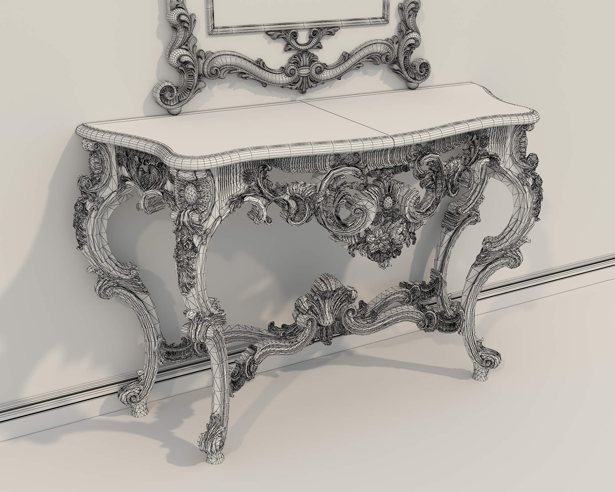 Classic European Style Console Table 2 - 3D Model by nhattuankts