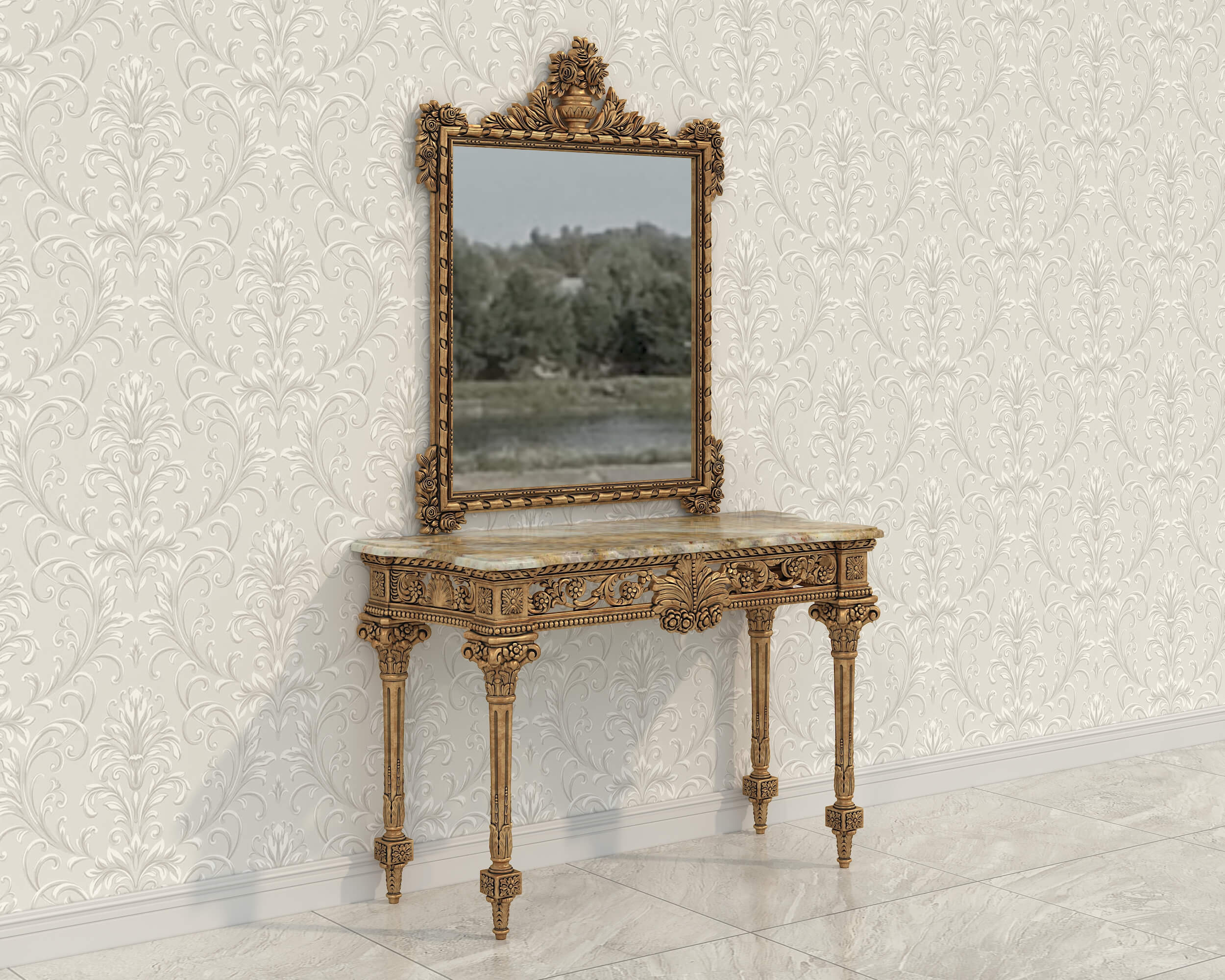 Classic European Style Console Table 7 - 3D Model by nhattuankts