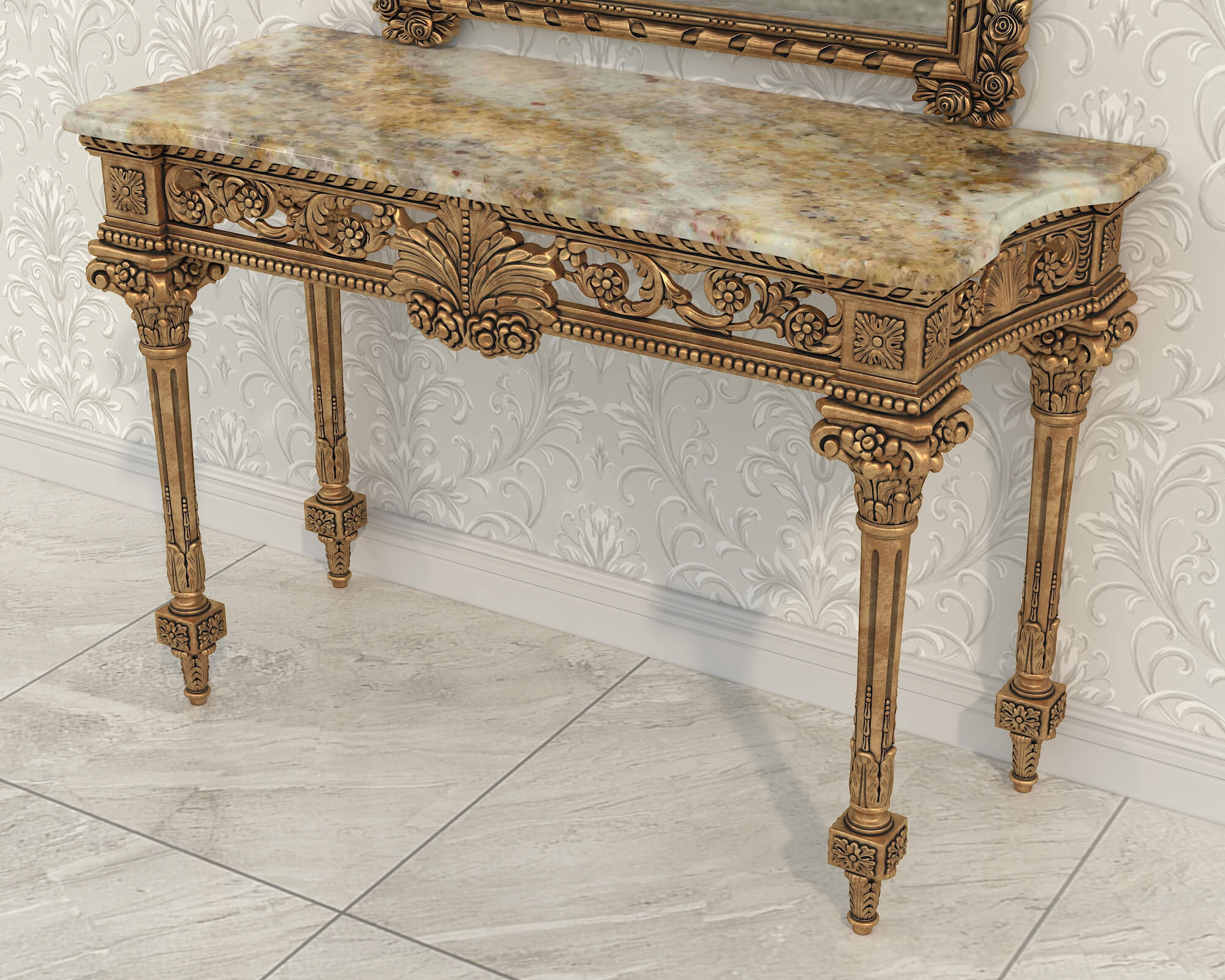 Classic European Style Console Table 7 - 3D Model by nhattuankts