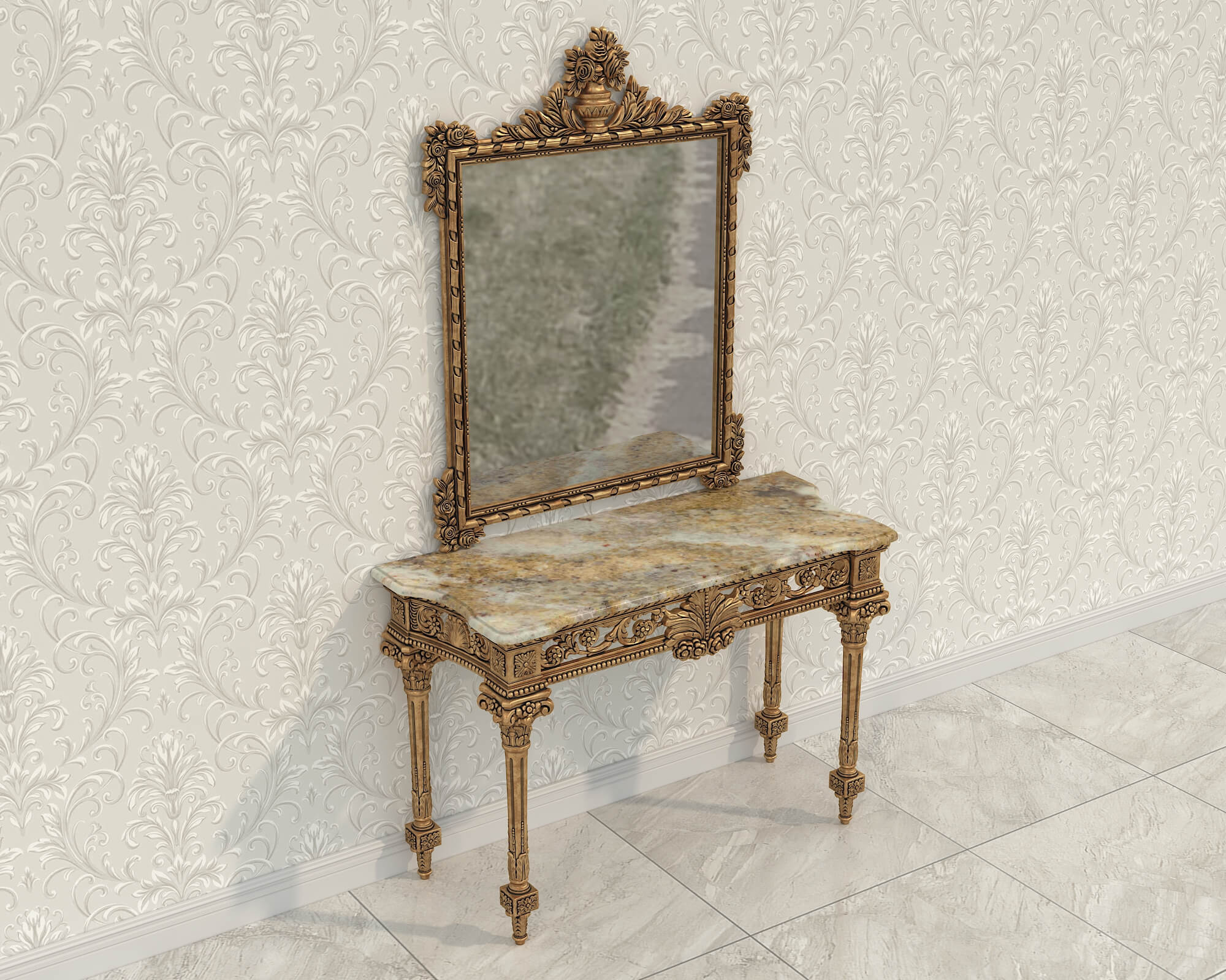 Classic European Style Console Table 7 - 3D Model by nhattuankts