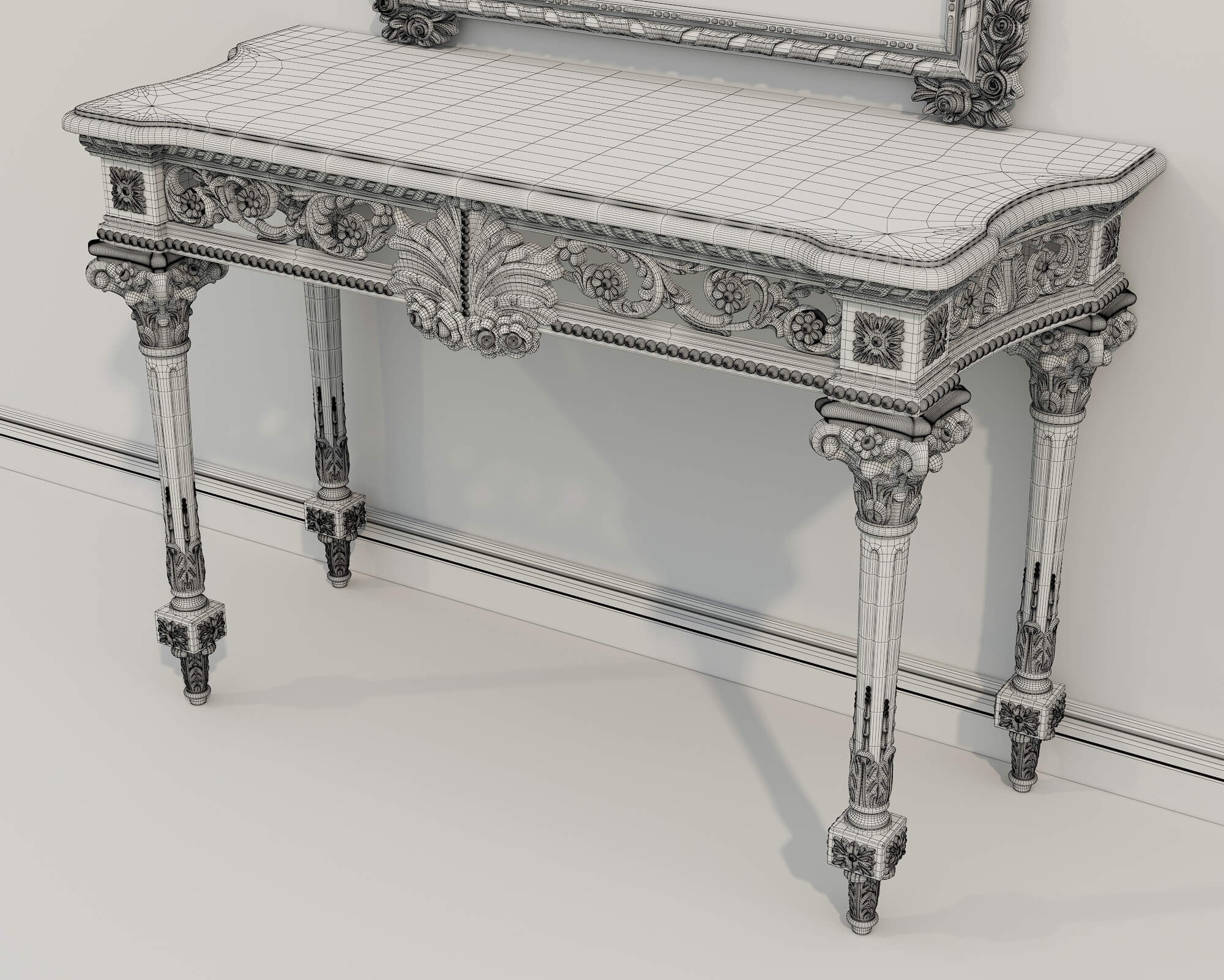 Classic European Style Console Table 7 - 3D Model by nhattuankts