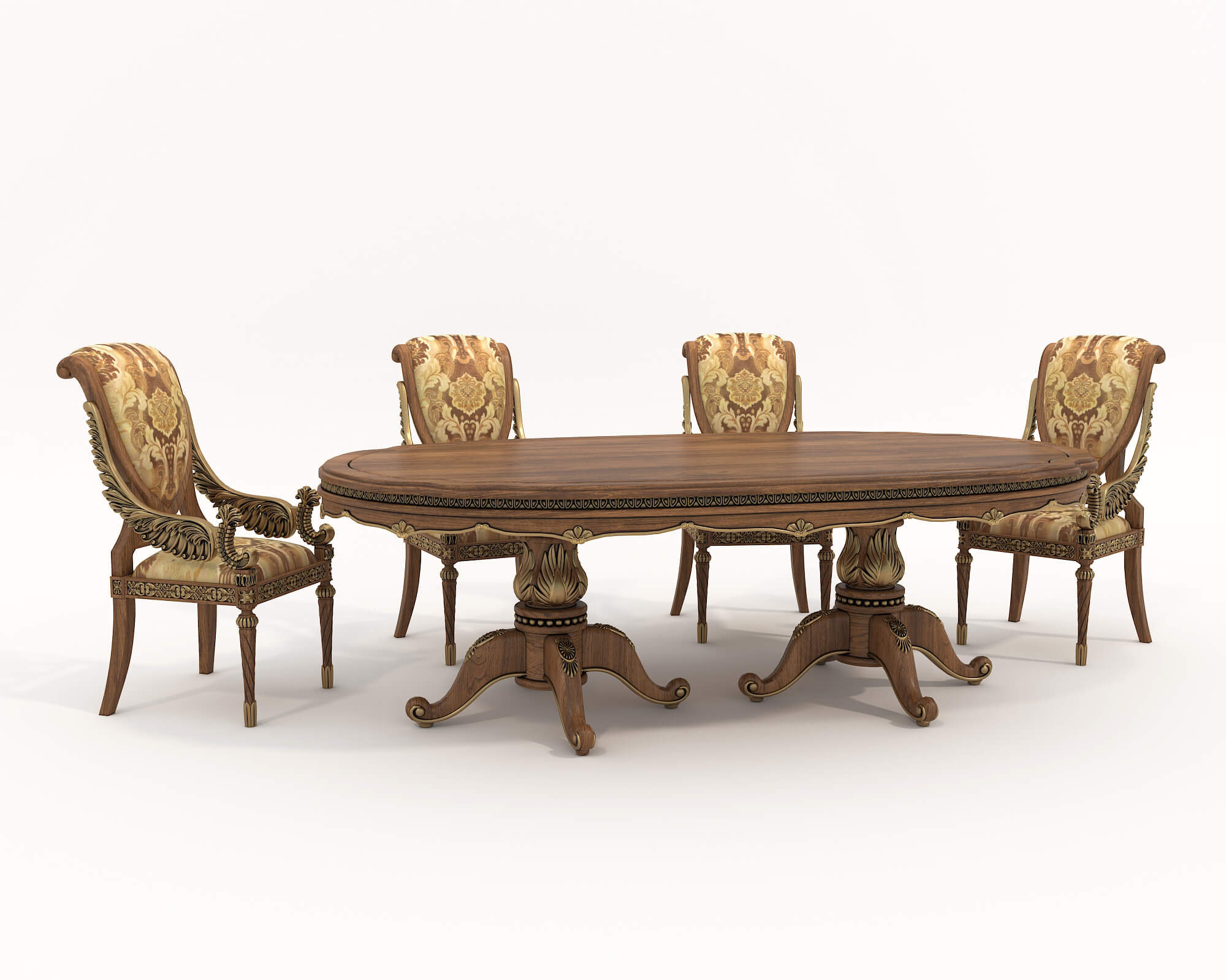 Classic European Style Dining Table and Chairs 46 - 3D Model by nhattuankts