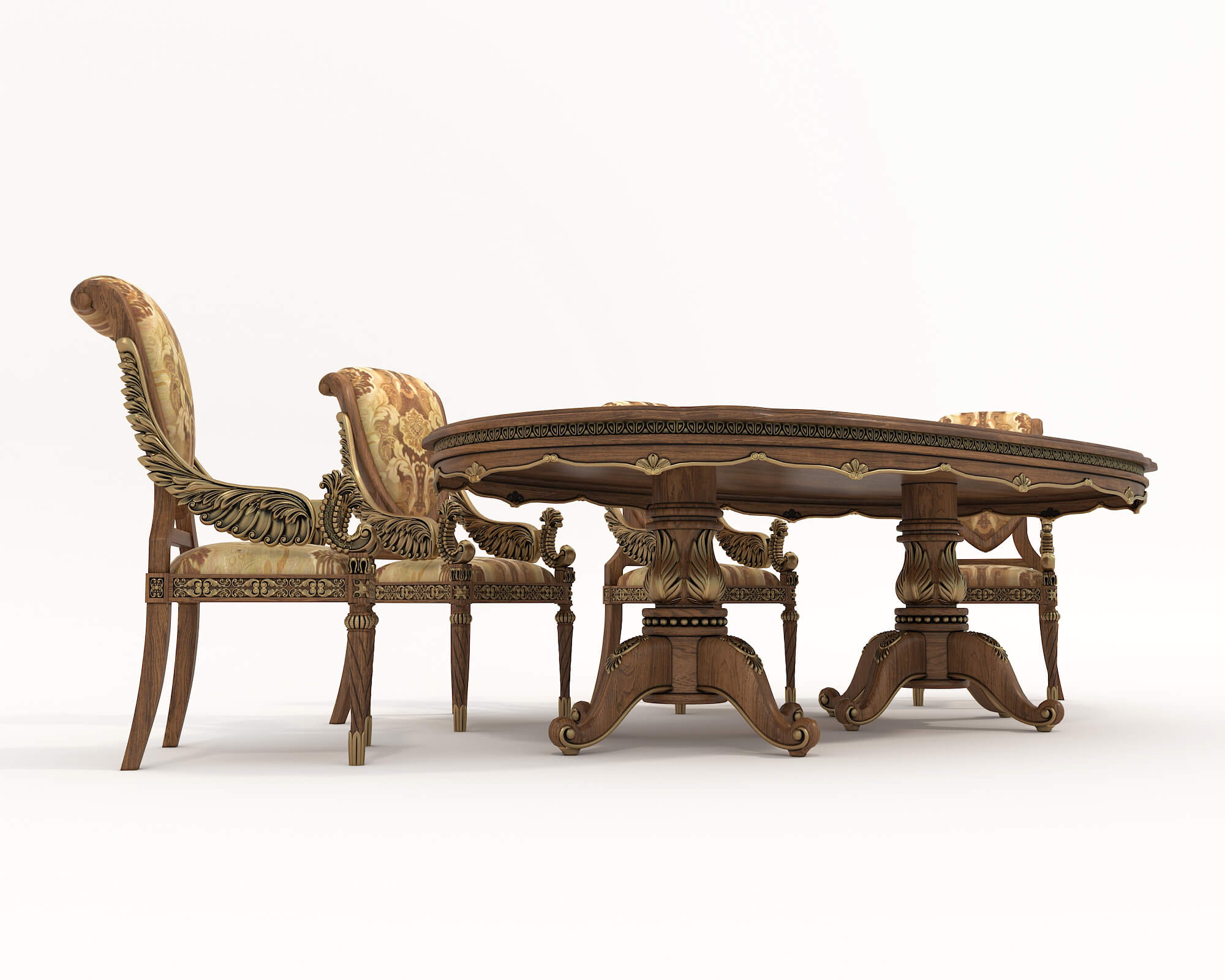 Classic European Style Dining Table and Chairs 46 - 3D Model by nhattuankts