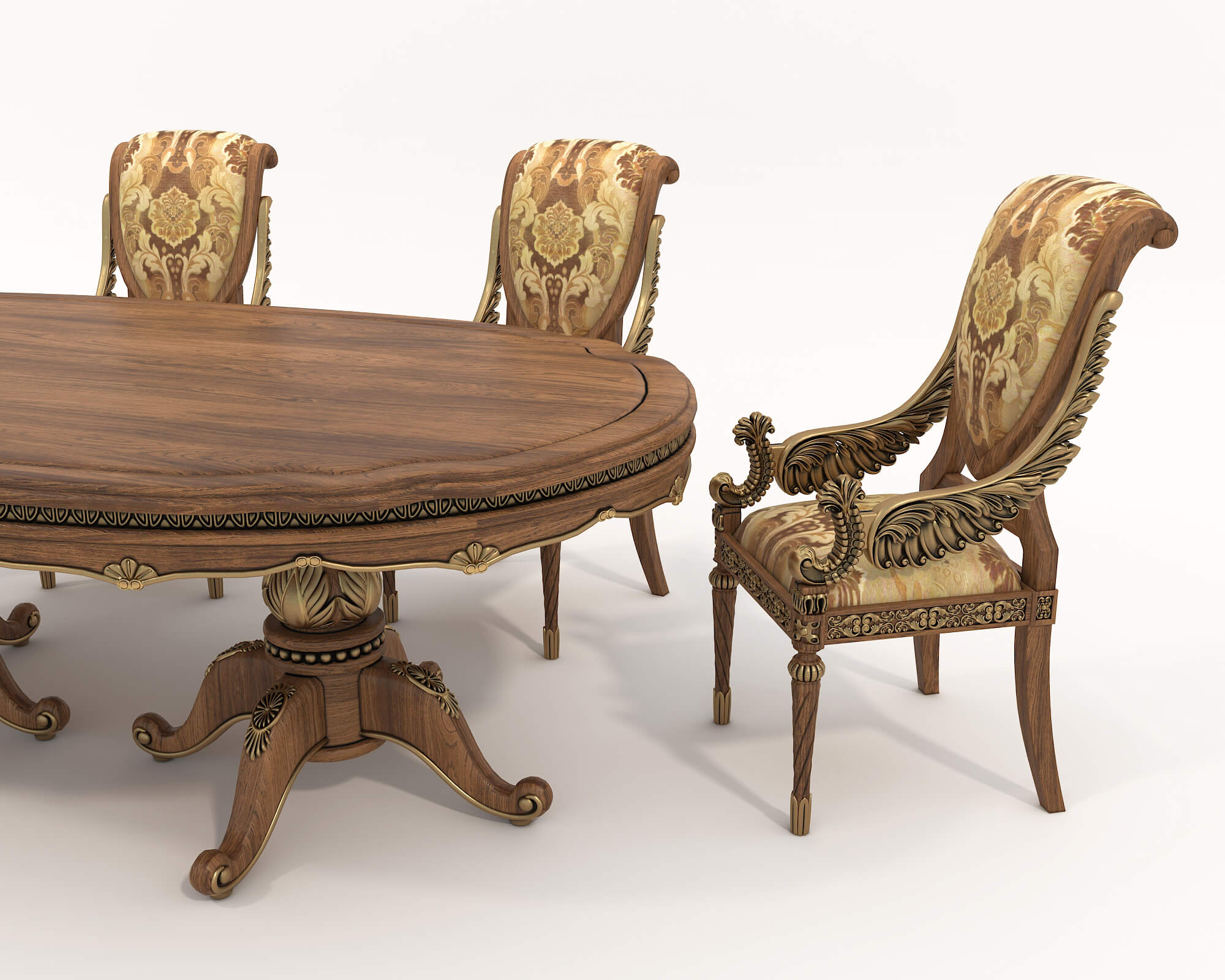 Classic European Style Dining Table and Chairs 46 - 3D Model by nhattuankts