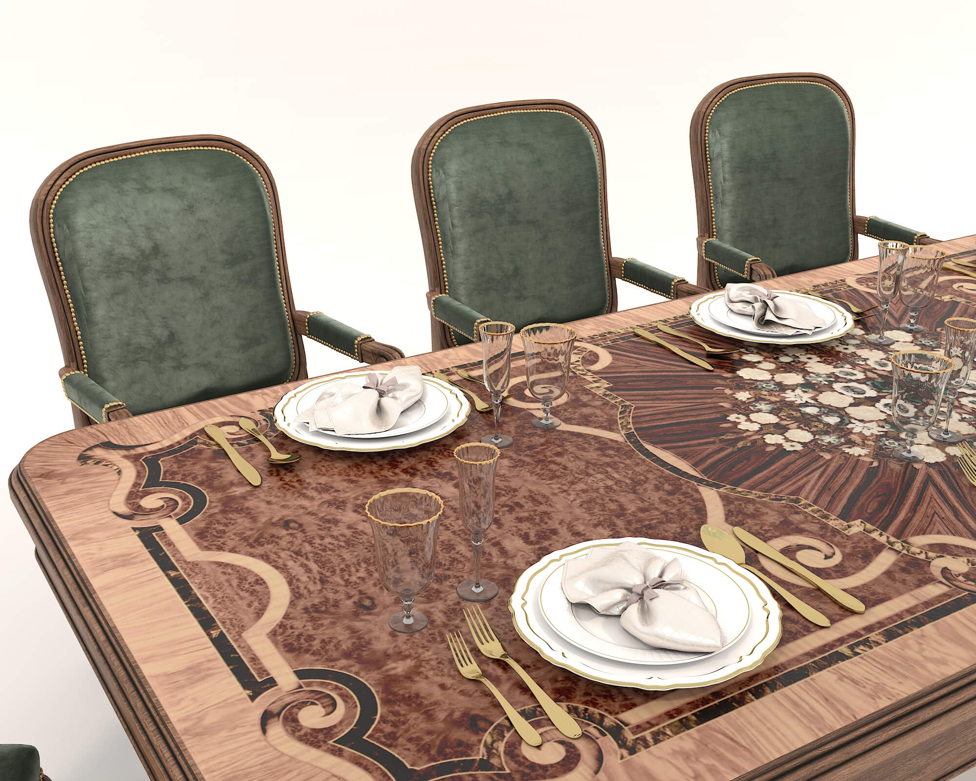 Classic European Style Dining Table and Chairs 47 - 3D Model by nhattuankts