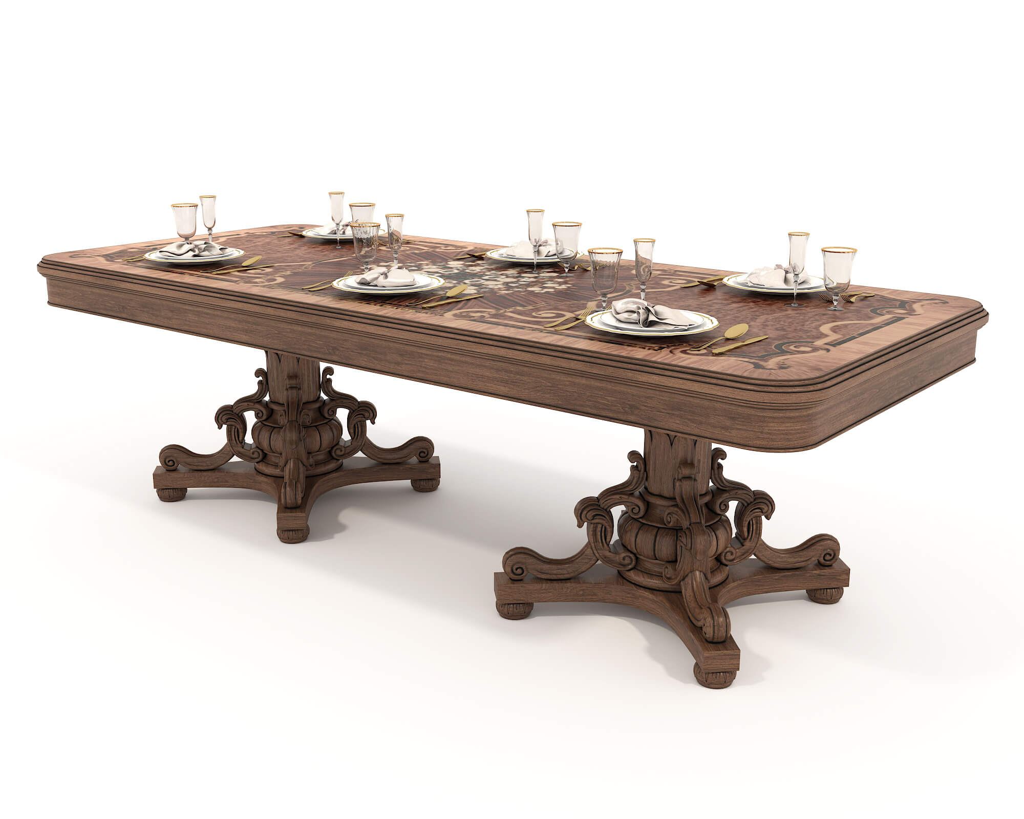 Classic European Style Dining Table and Chairs 47 - 3D Model by nhattuankts