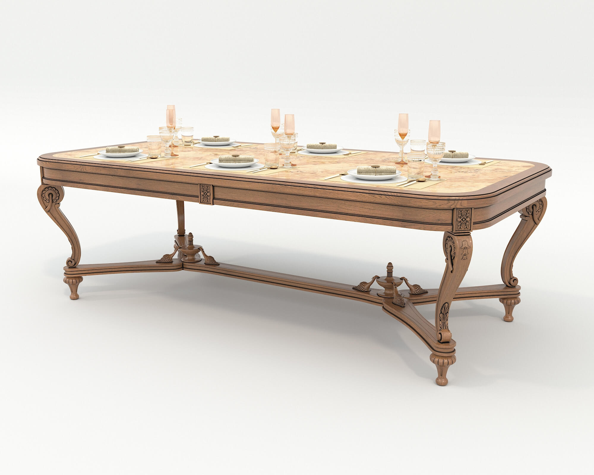 Classic European Style Dining Table and Chairs 51 - 3D Model by nhattuankts