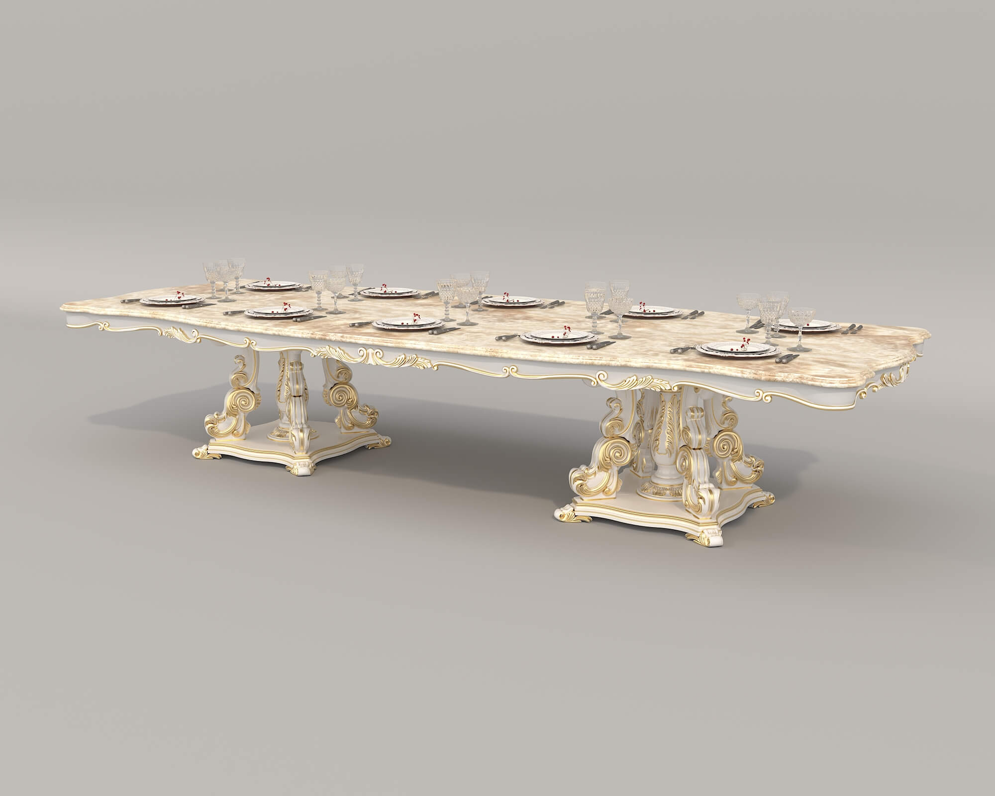 Classic European Style Dining Table and Chairs 55 - 3D Model by nhattuankts