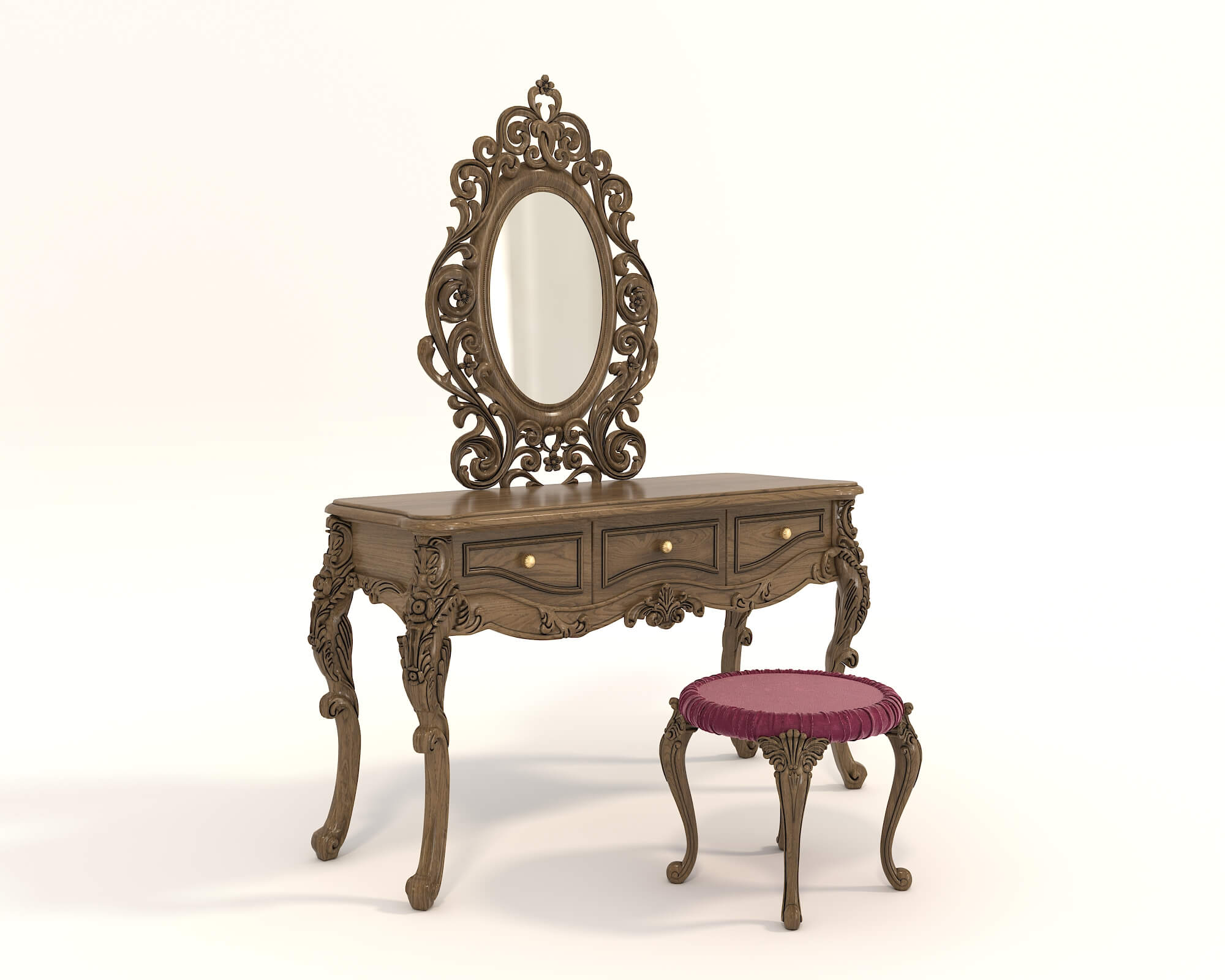 Classic European Style Dressing Table 22 - 3D Model by nhattuankts