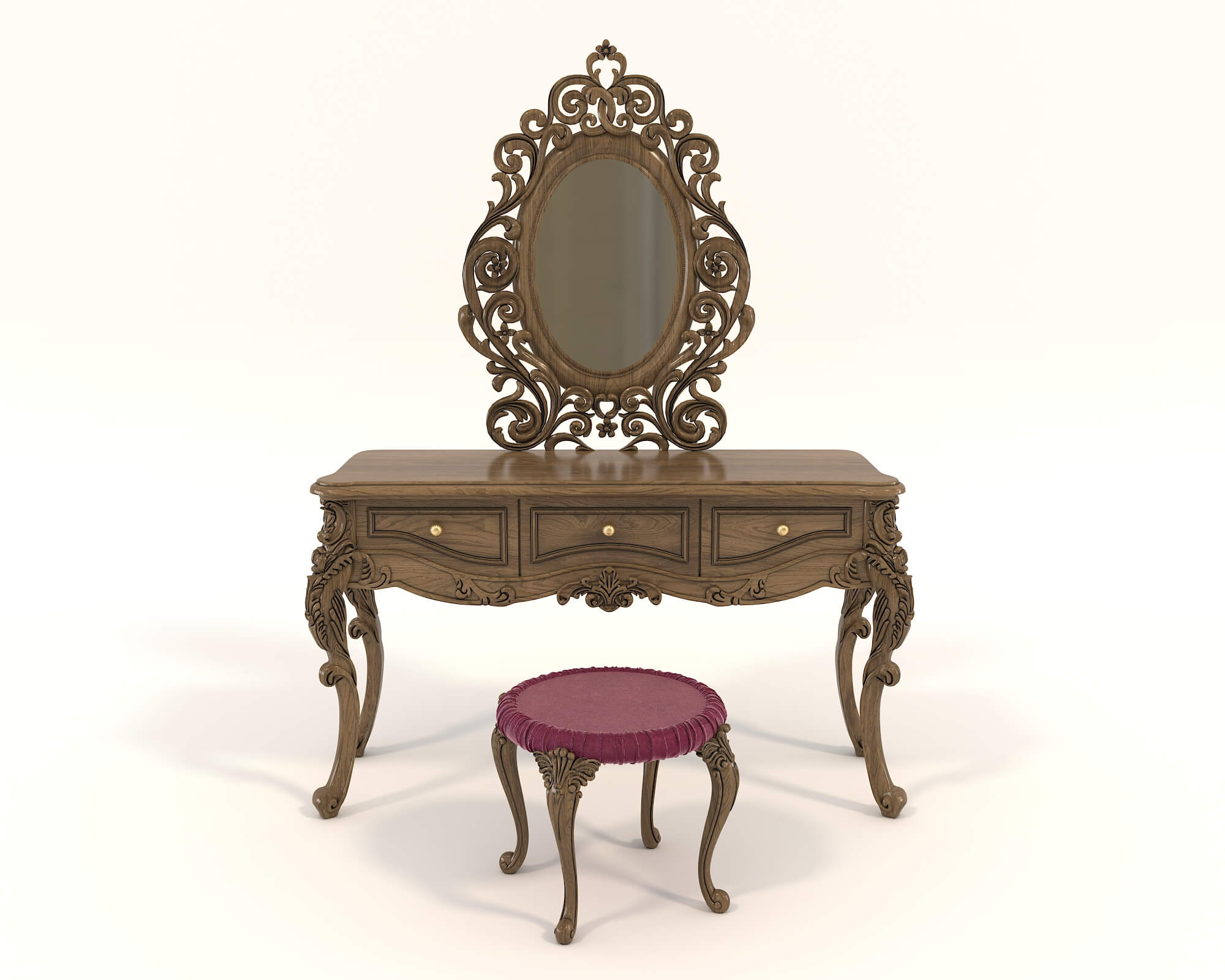 Classic European Style Dressing Table 22 - 3D Model by nhattuankts