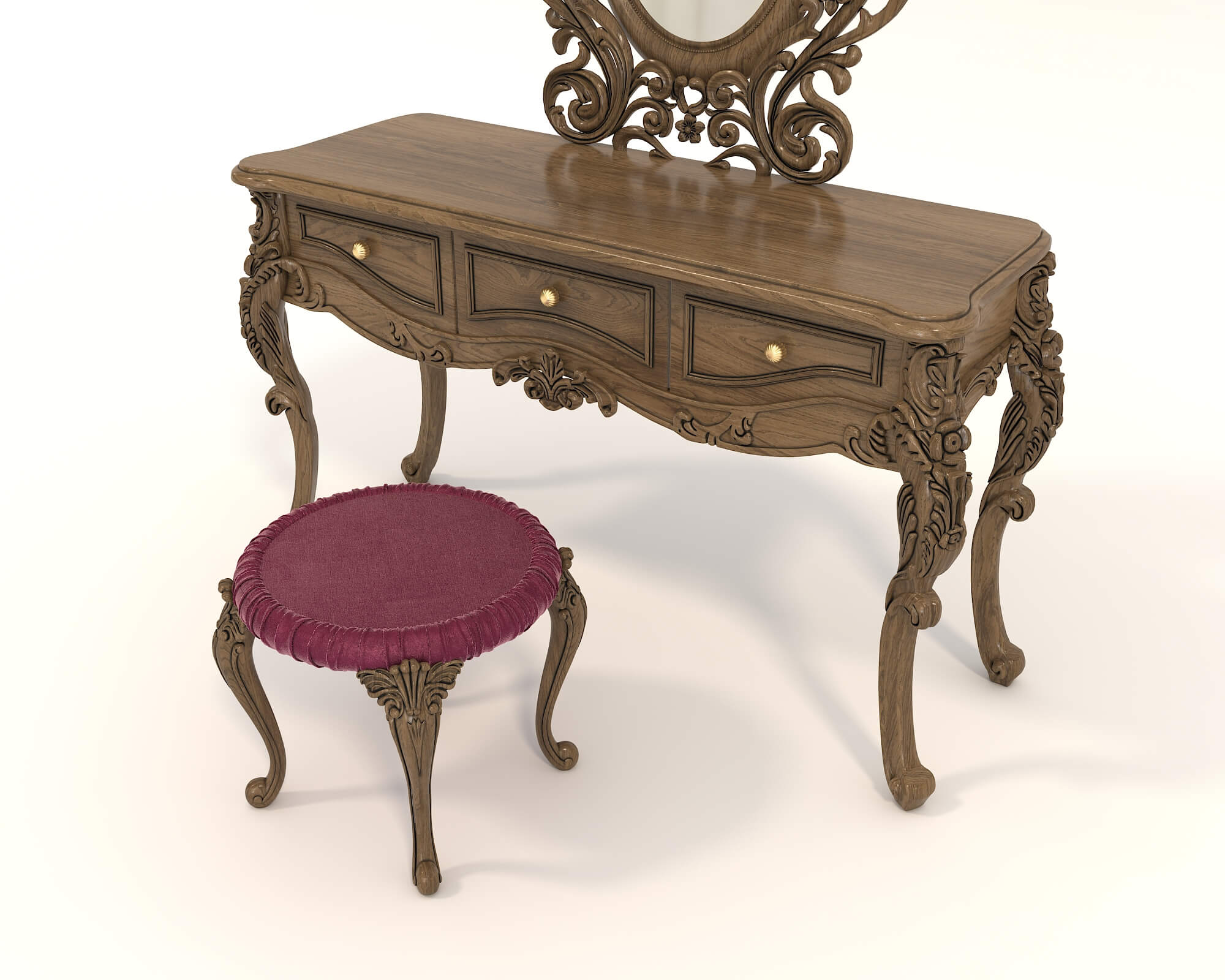 Classic European Style Dressing Table 22 - 3D Model by nhattuankts