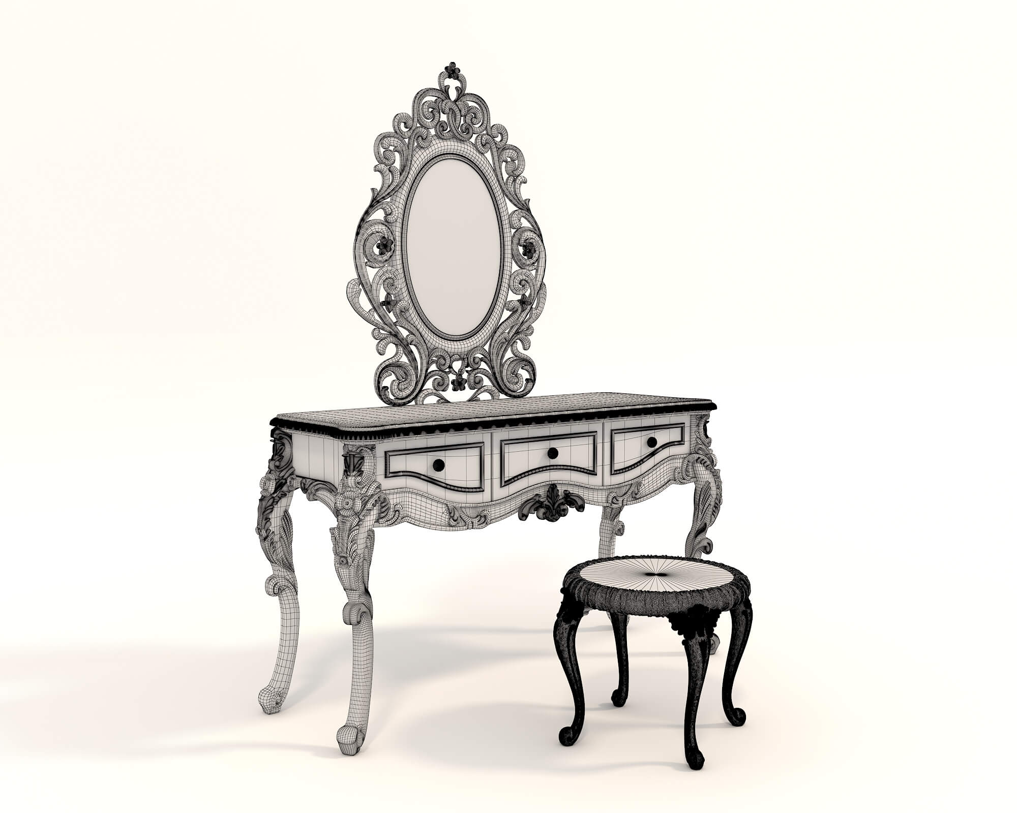 Classic European Style Dressing Table 22 - 3D Model by nhattuankts