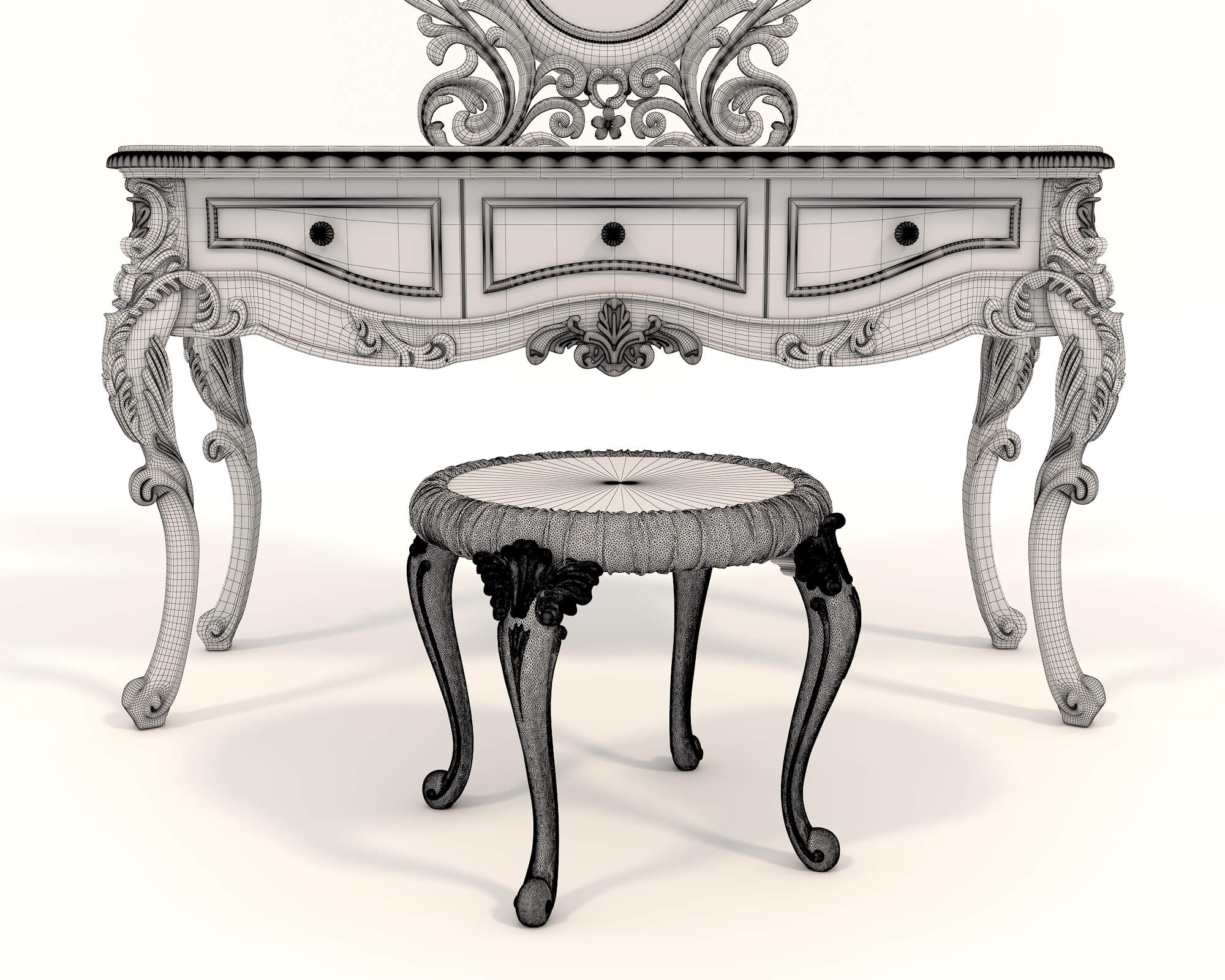 Classic European Style Dressing Table 22 - 3D Model by nhattuankts