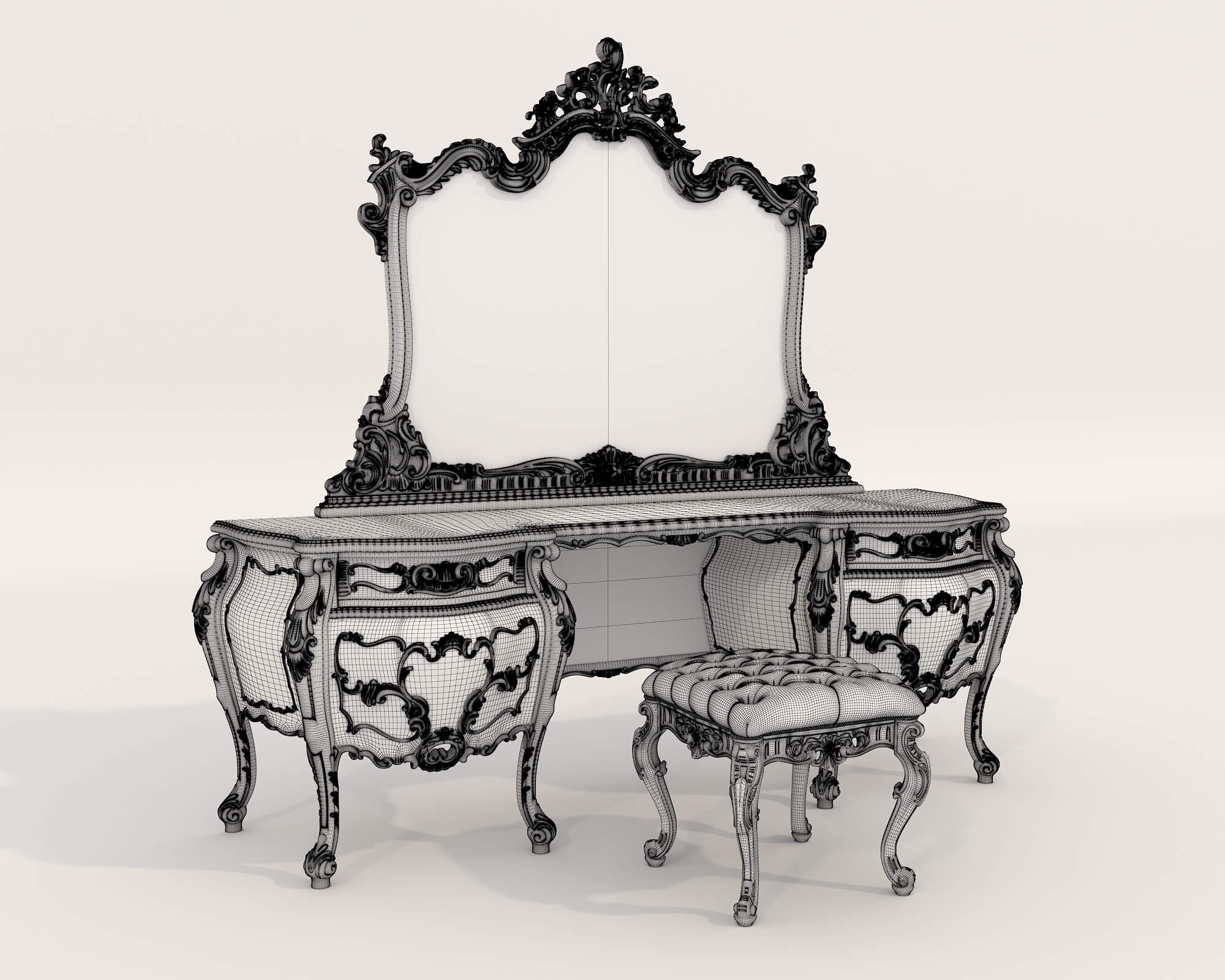 Classic European Style Dressing Table 25 - 3D Model by nhattuankts