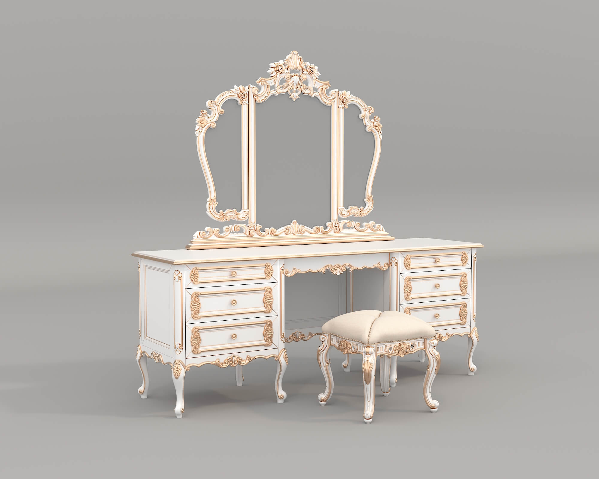 Classic European Style Dressing Table 26 - 3D Model by nhattuankts