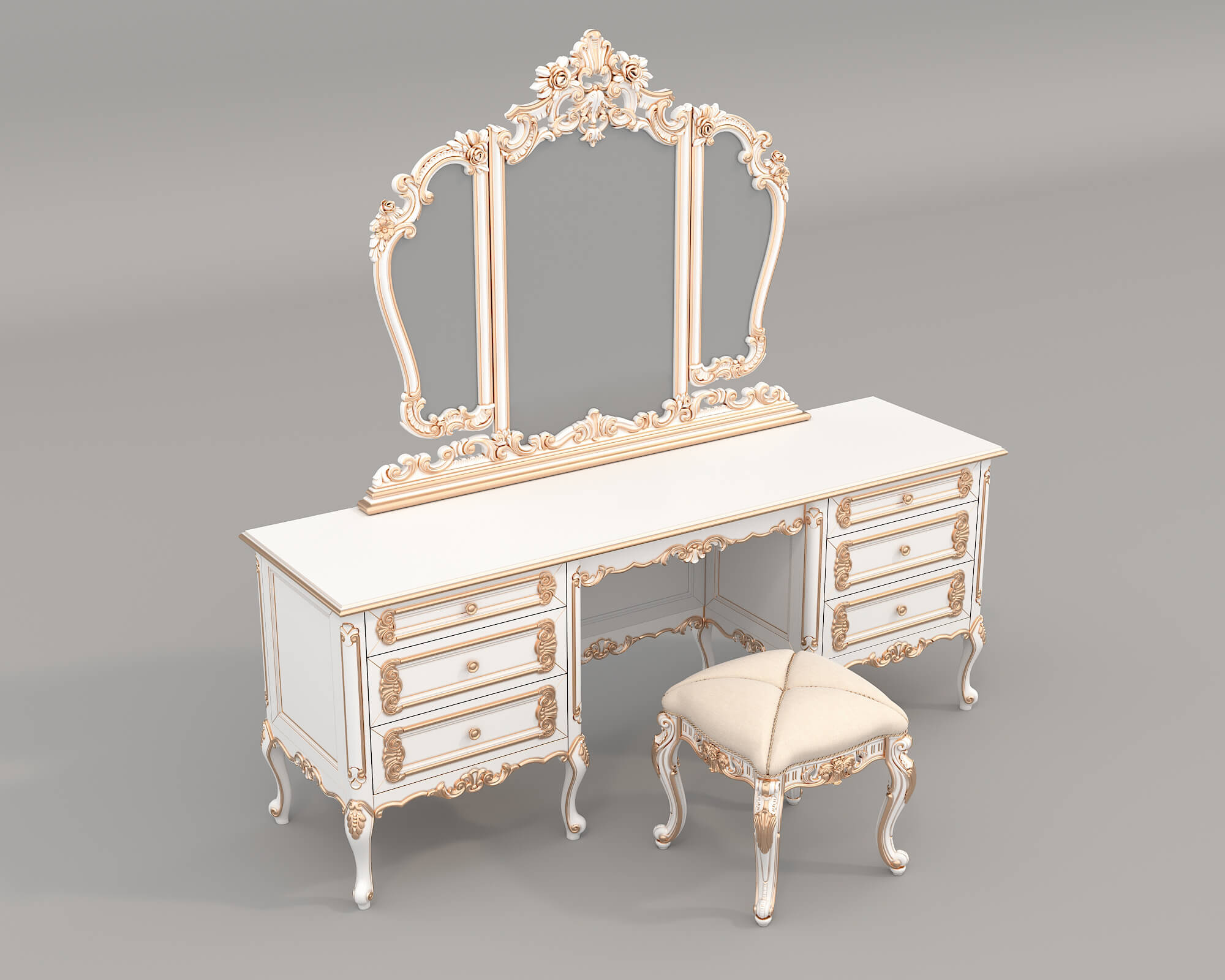 Classic European Style Dressing Table 26 - 3D Model by nhattuankts