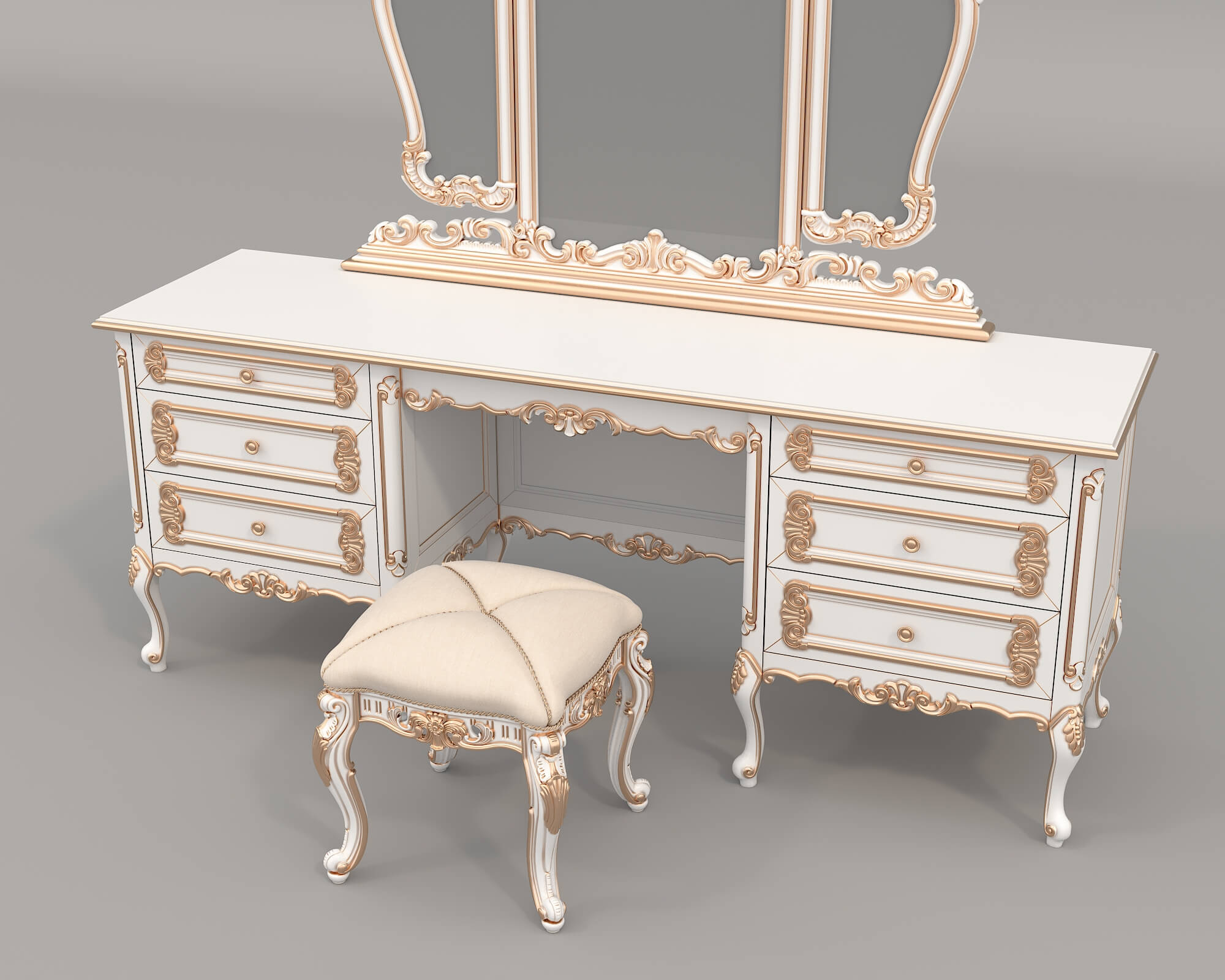 Classic European Style Dressing Table 26 - 3D Model by nhattuankts