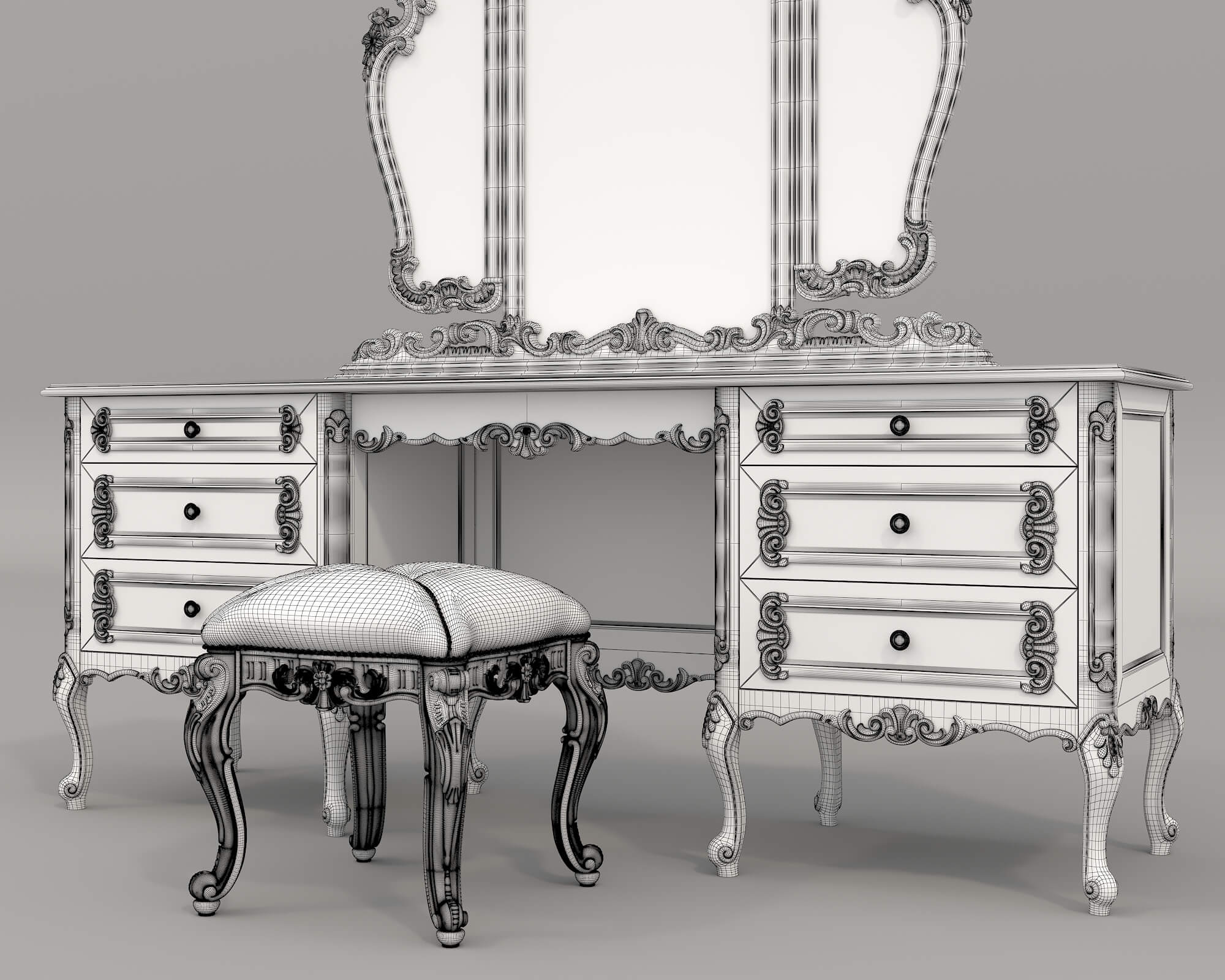 Classic European Style Dressing Table 26 - 3D Model by nhattuankts