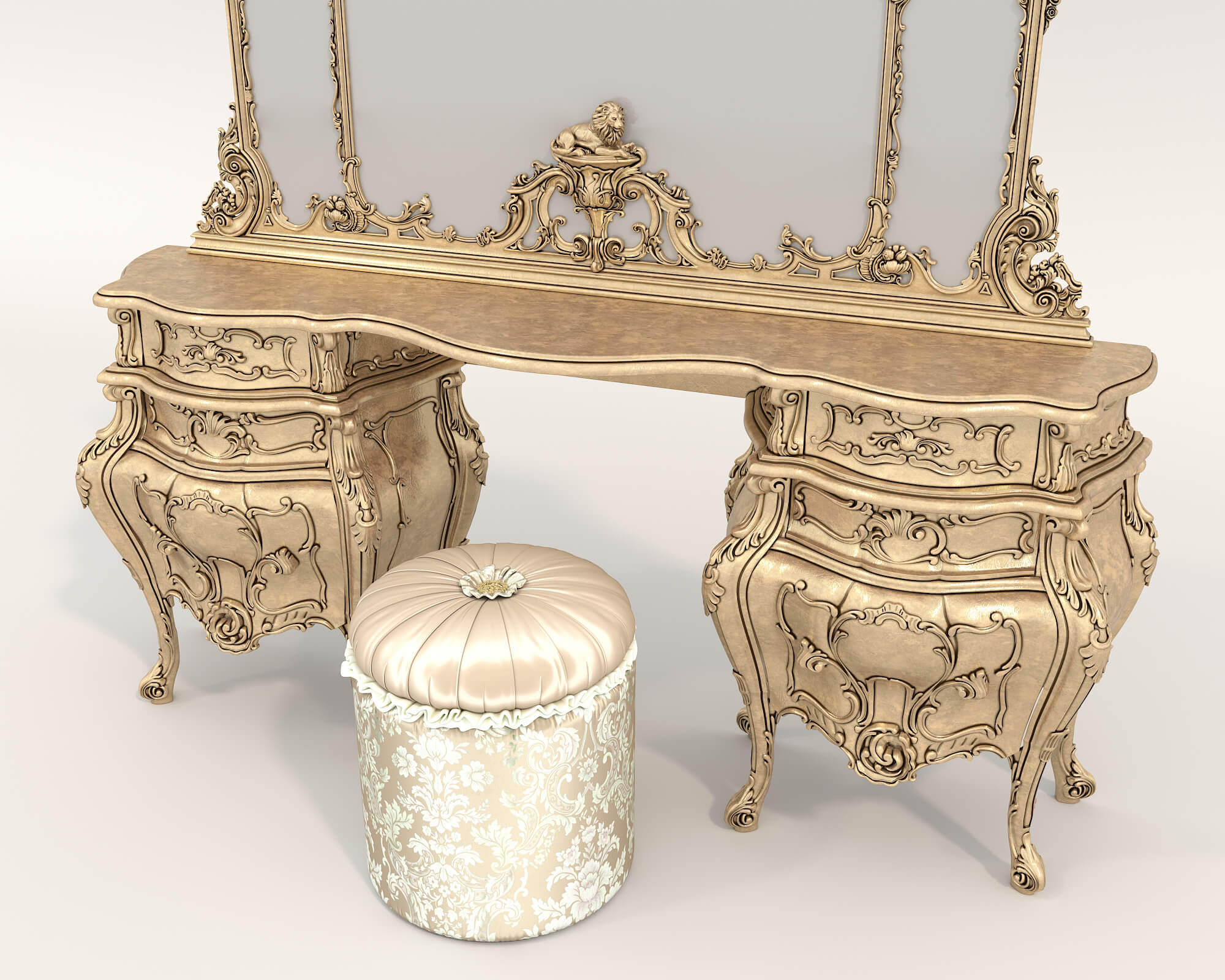 Classic European Style Dressing Table 27 - 3D Model by nhattuankts