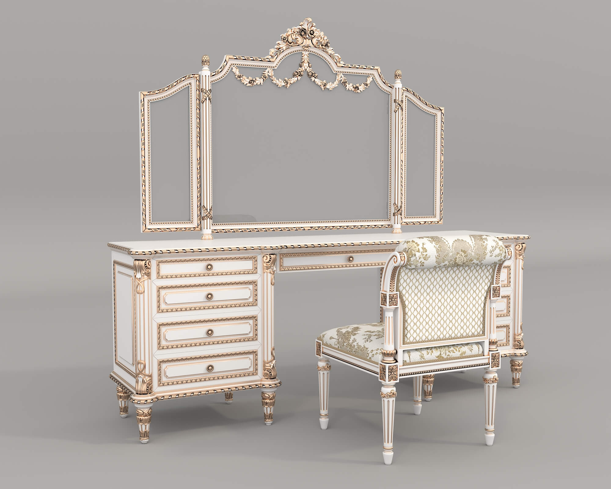 Classic European Style Dressing Table 28 - 3D Model by nhattuankts