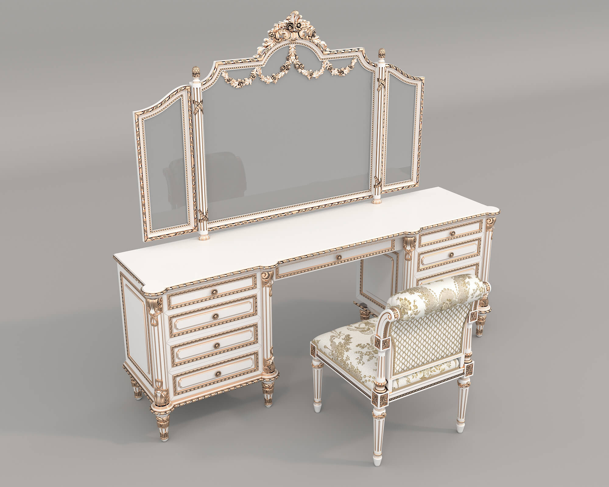 Classic European Style Dressing Table 28 - 3D Model by nhattuankts