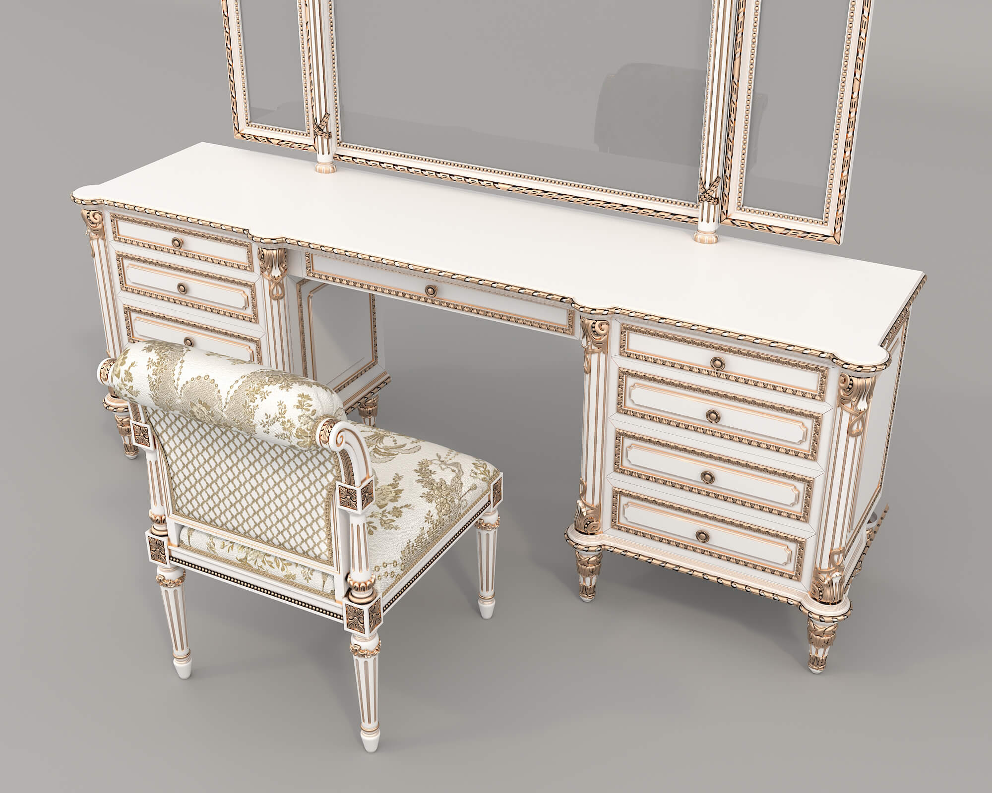 Classic European Style Dressing Table 28 - 3D Model by nhattuankts