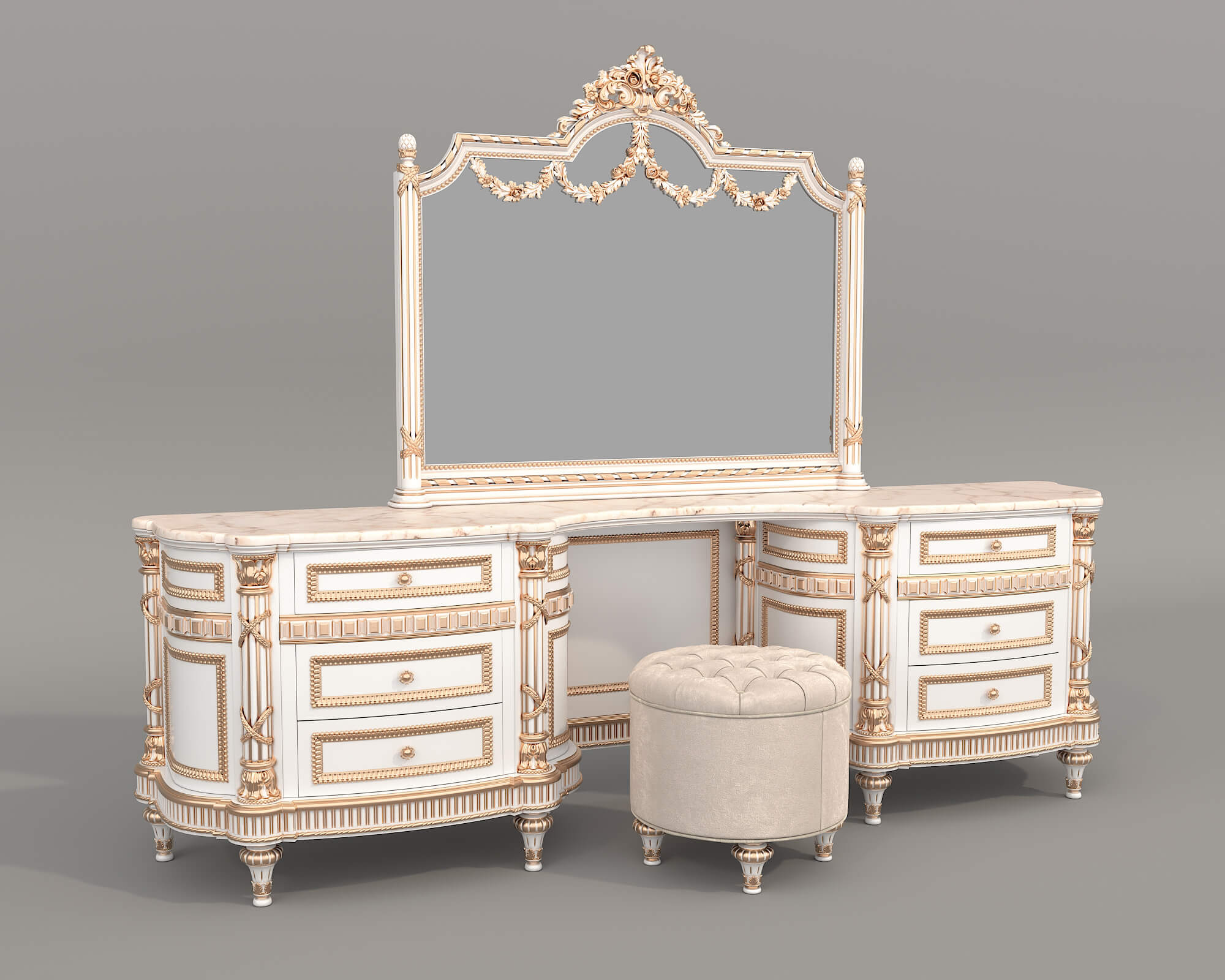 Classic European Style Dressing Table 29 - 3D Model by nhattuankts