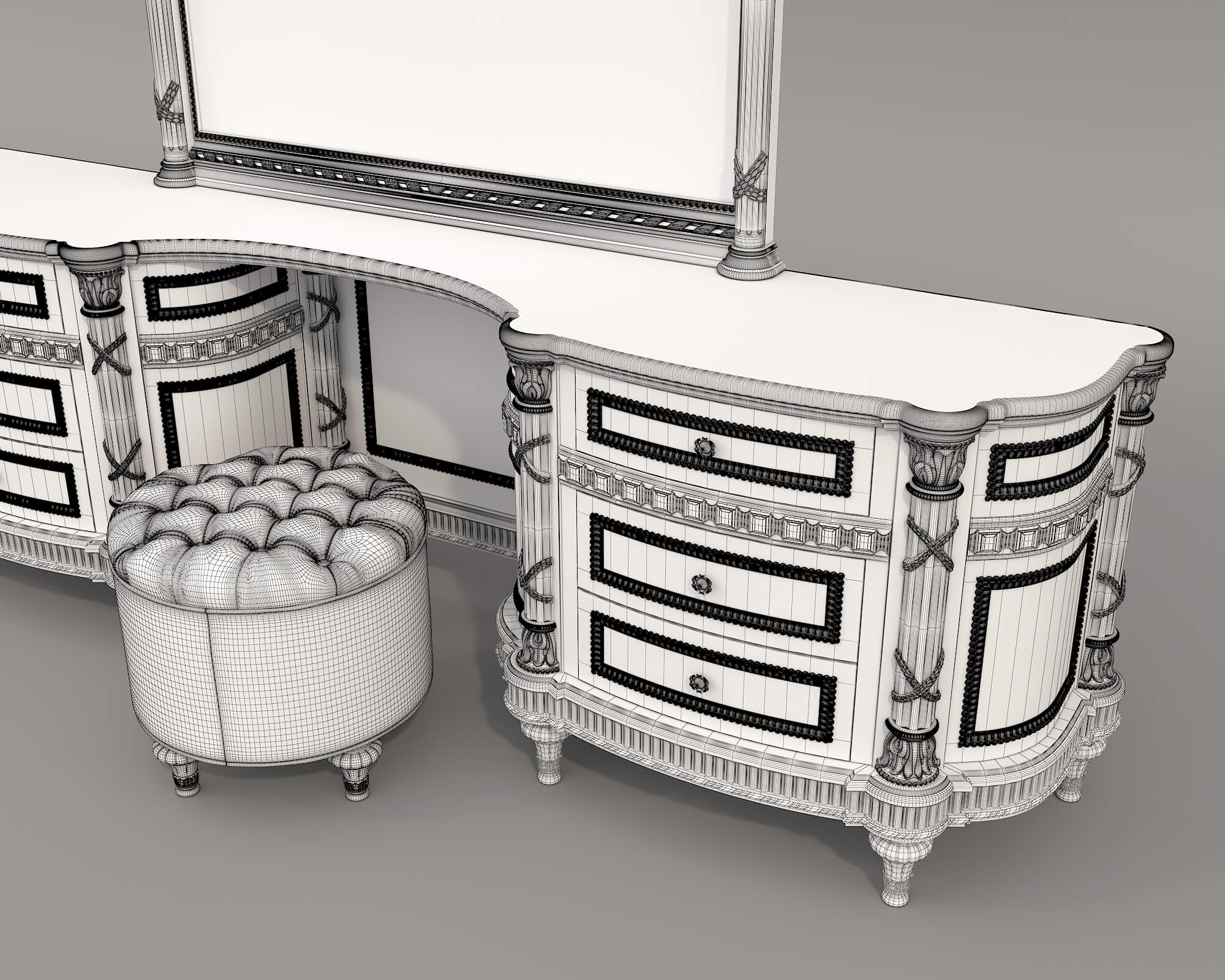 Classic European Style Dressing Table 29 - 3D Model by nhattuankts
