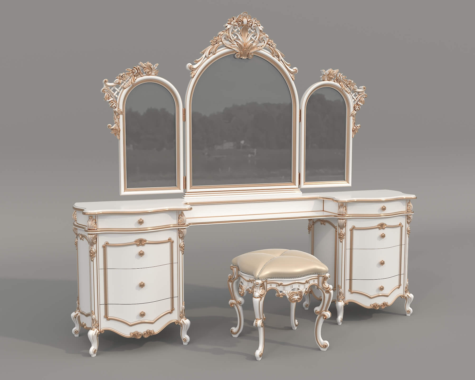 Classic European Style Dressing Table 30 - 3D Model by nhattuankts