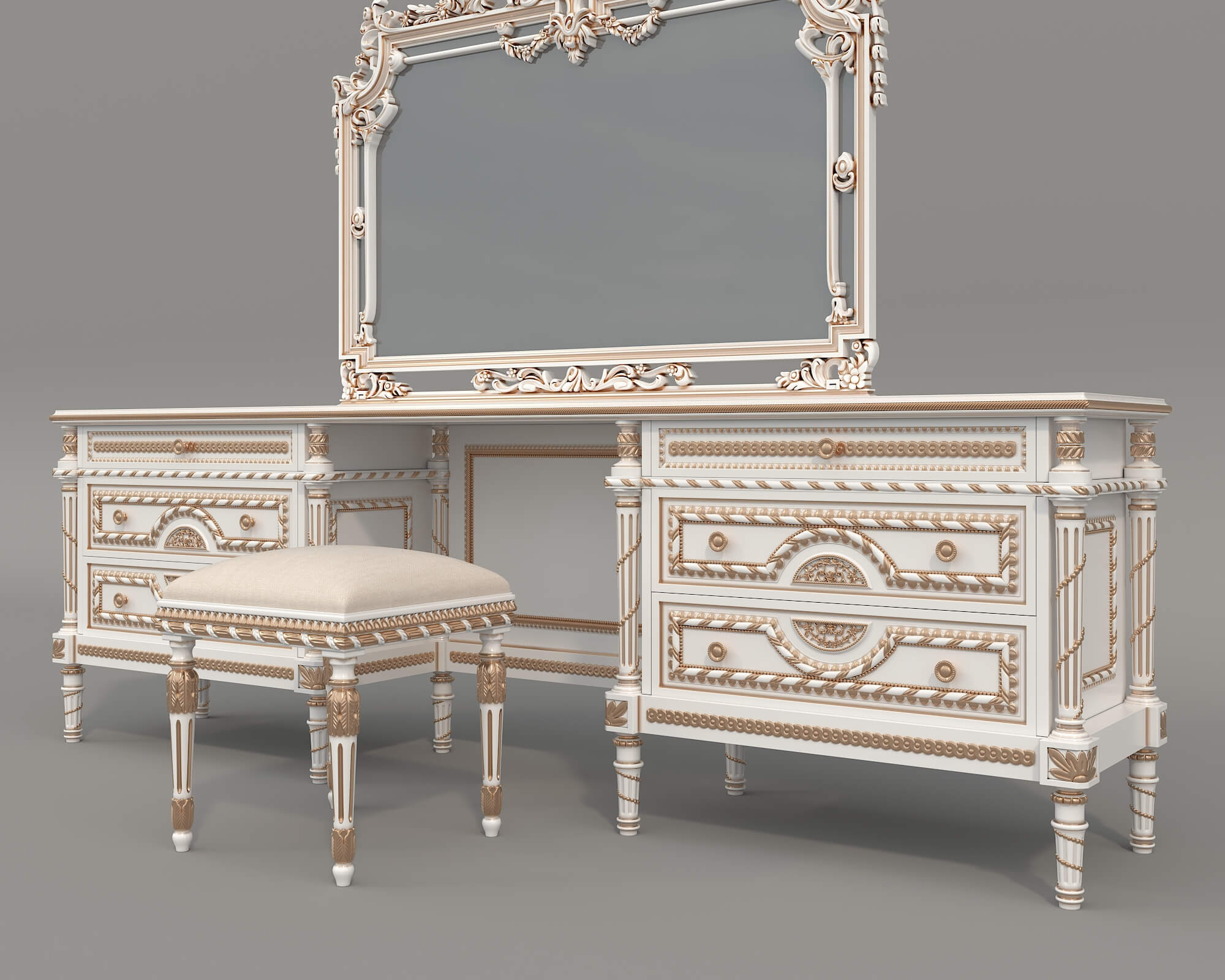Classic European Style Dressing Table 31 - 3D Model by nhattuankts