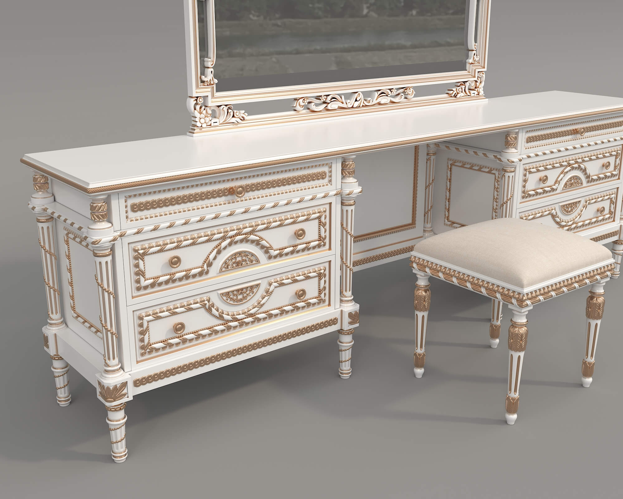 Classic European Style Dressing Table 31 - 3D Model by nhattuankts