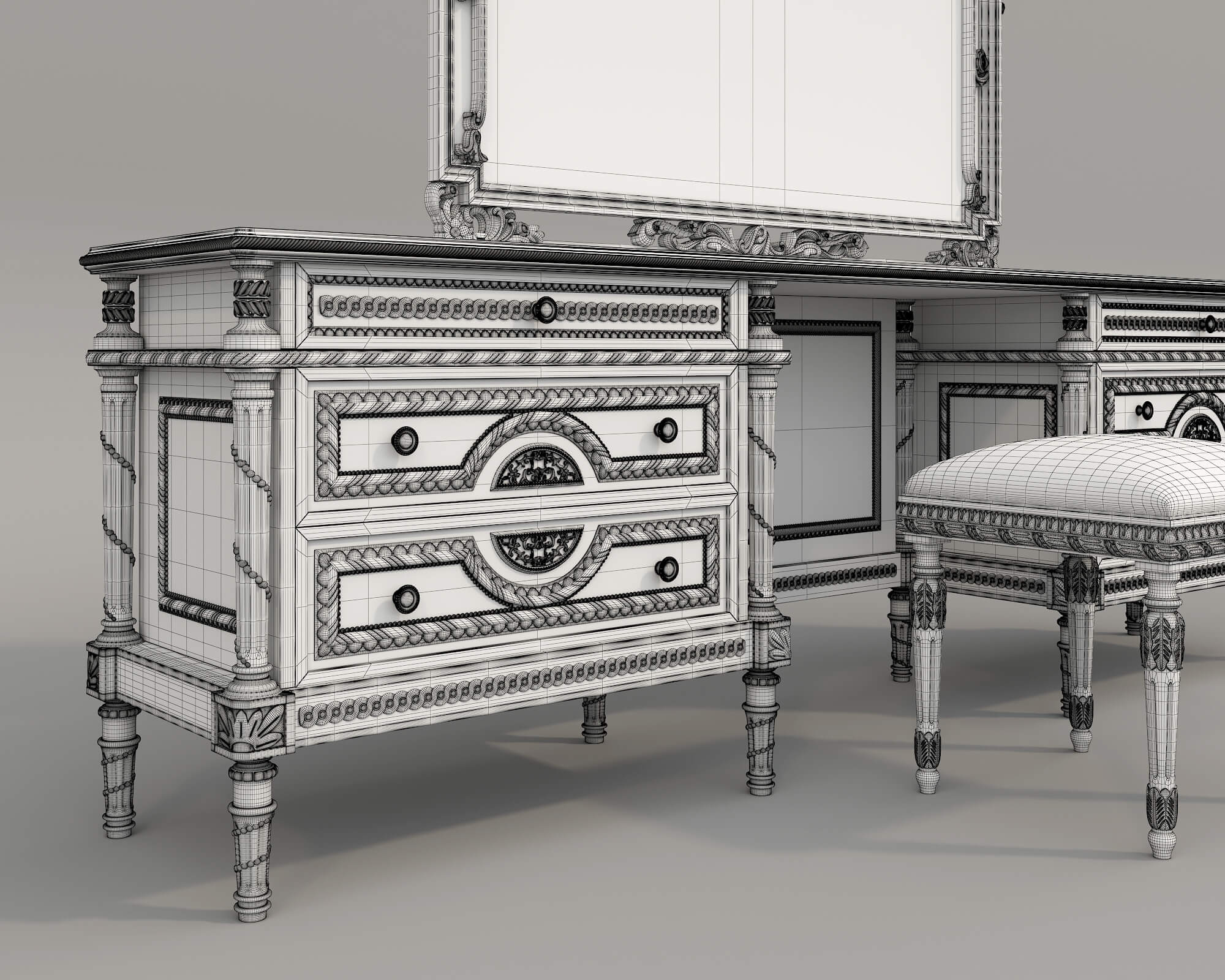 Classic European Style Dressing Table 31 - 3D Model by nhattuankts