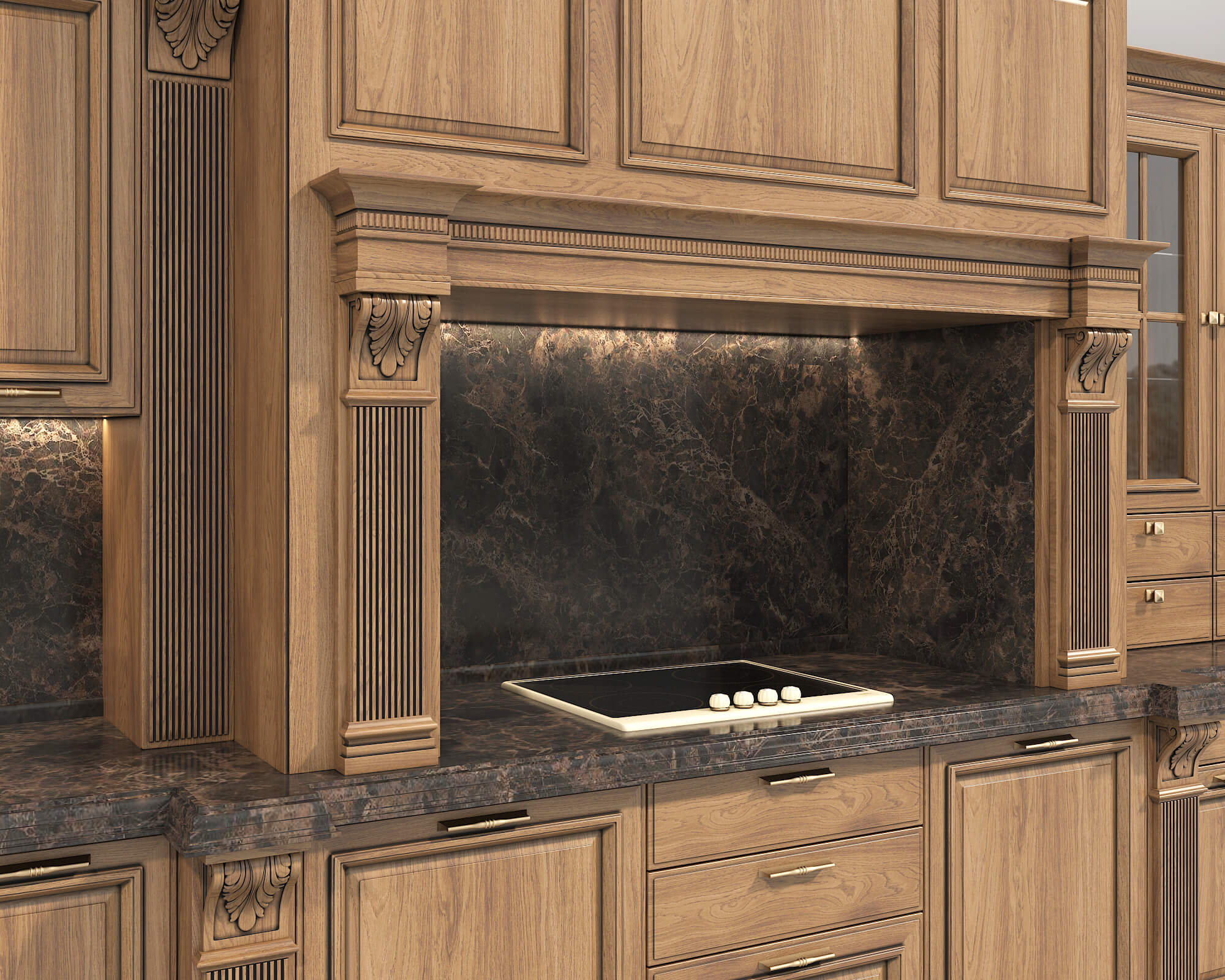 Classic European Style Kitchen Cabinet 21 - 3D Model by nhattuankts