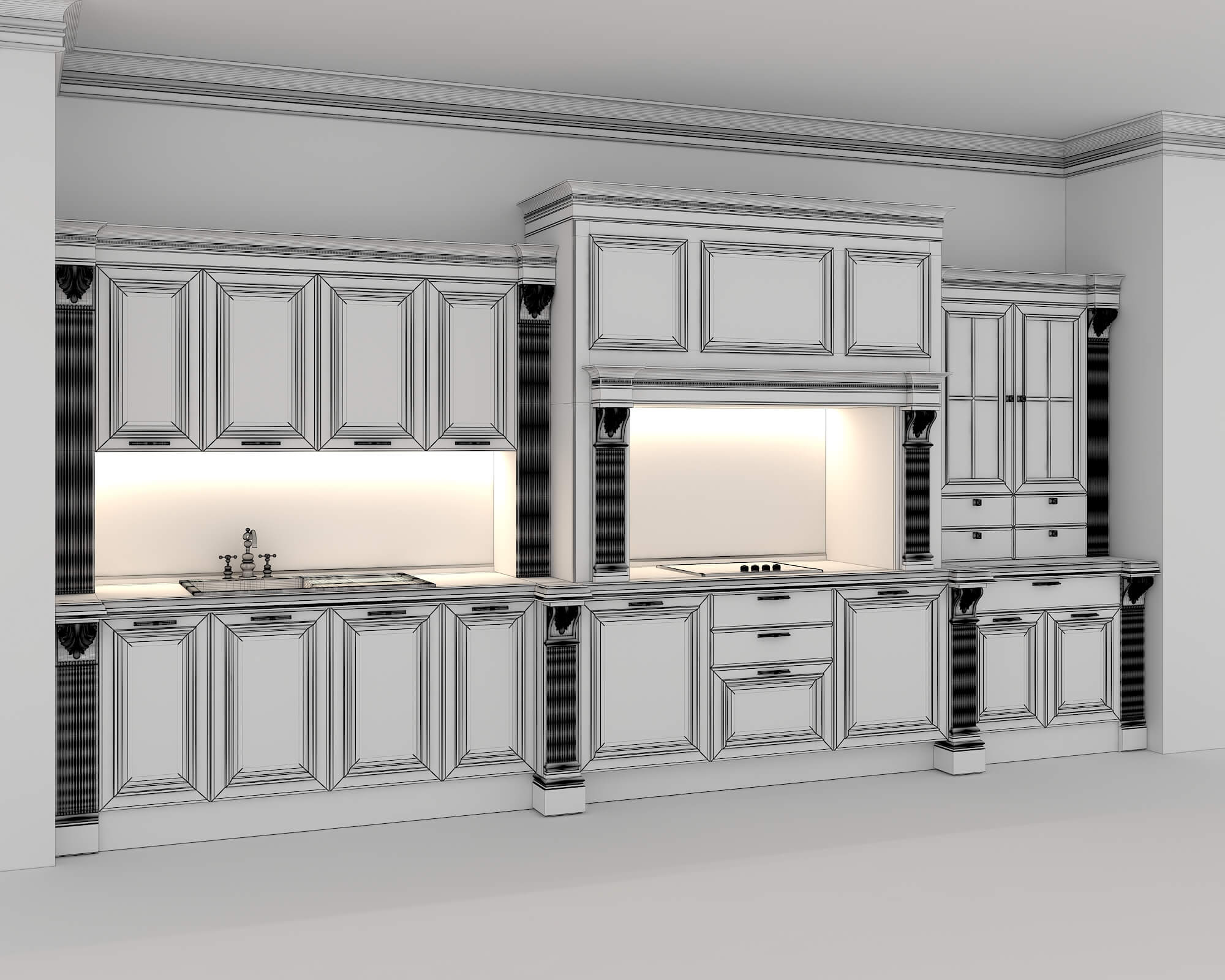 Classic European Style Kitchen Cabinet 21 - 3D Model by nhattuankts