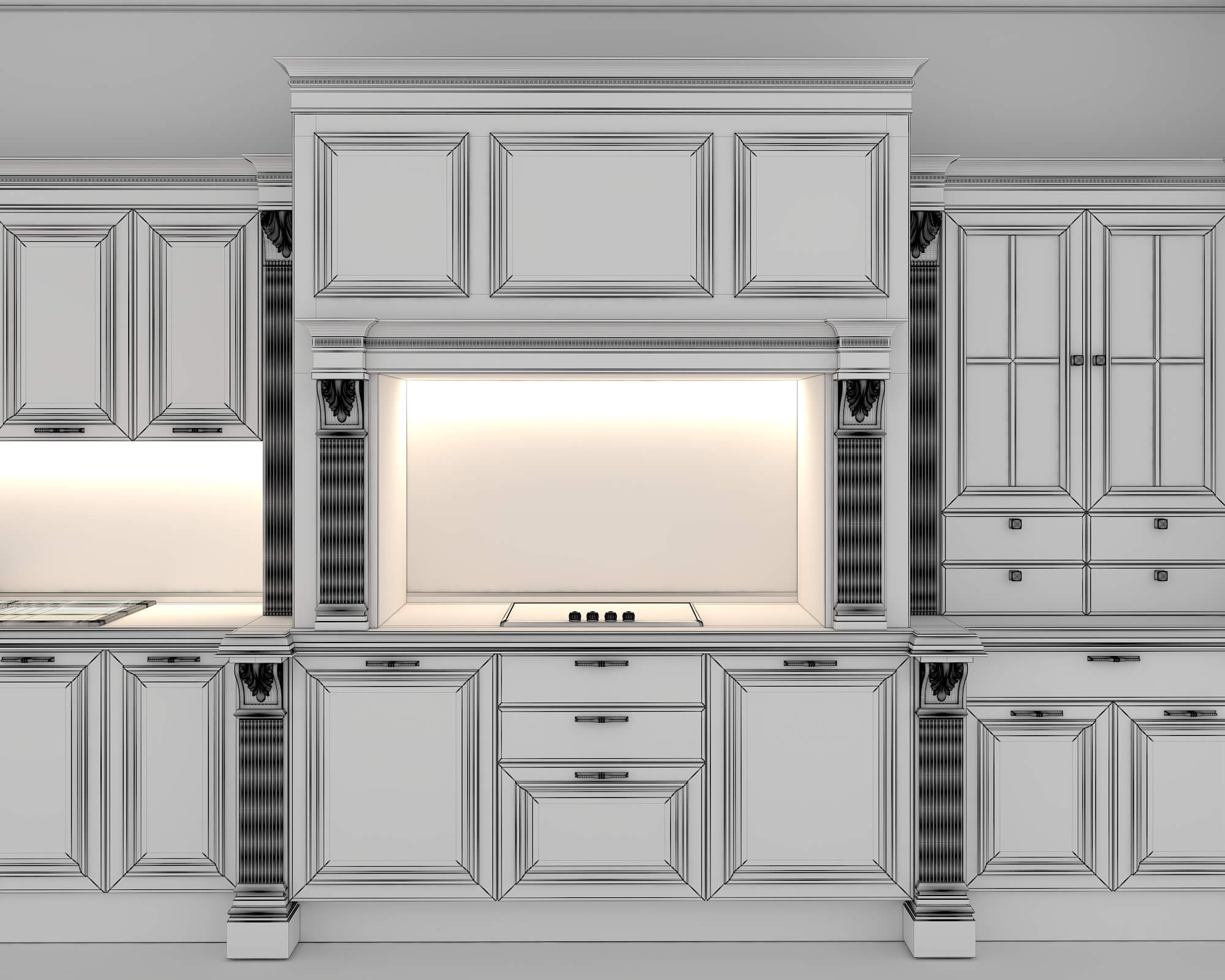 Classic European Style Kitchen Cabinet 21 - 3D Model by nhattuankts